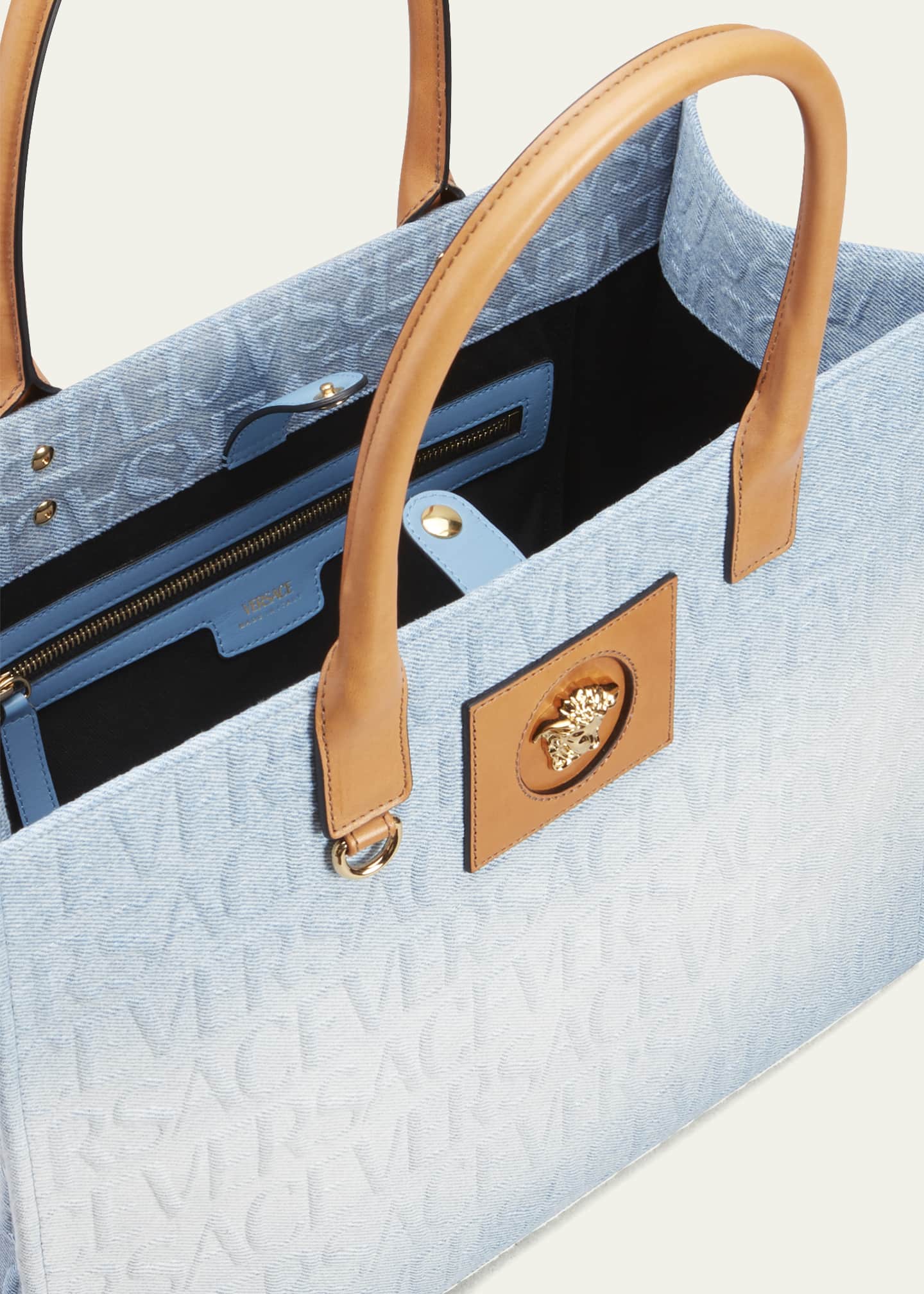 Versace La Medusa Monogram Denim Tote Bag - Bergdorf Goodman