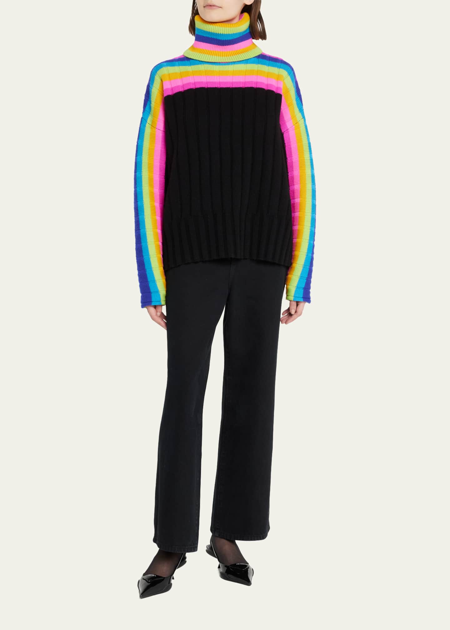 CHRISTOPHER JOHN ROGERS Rainbow Striped Wool Turtleneck Sweater ...