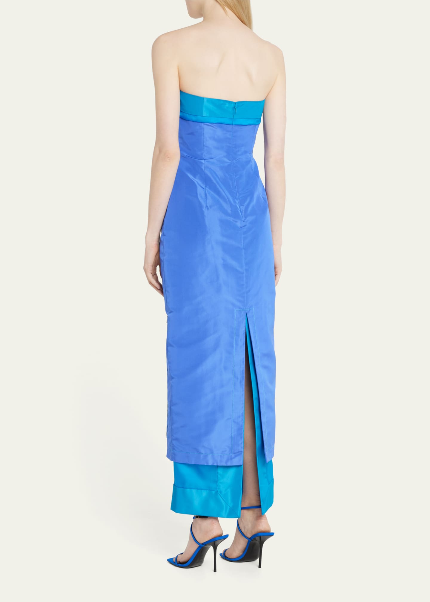 CHRISTOPHER JOHN ROGERS Strapless Colorblock Column Gown with Zipper ...