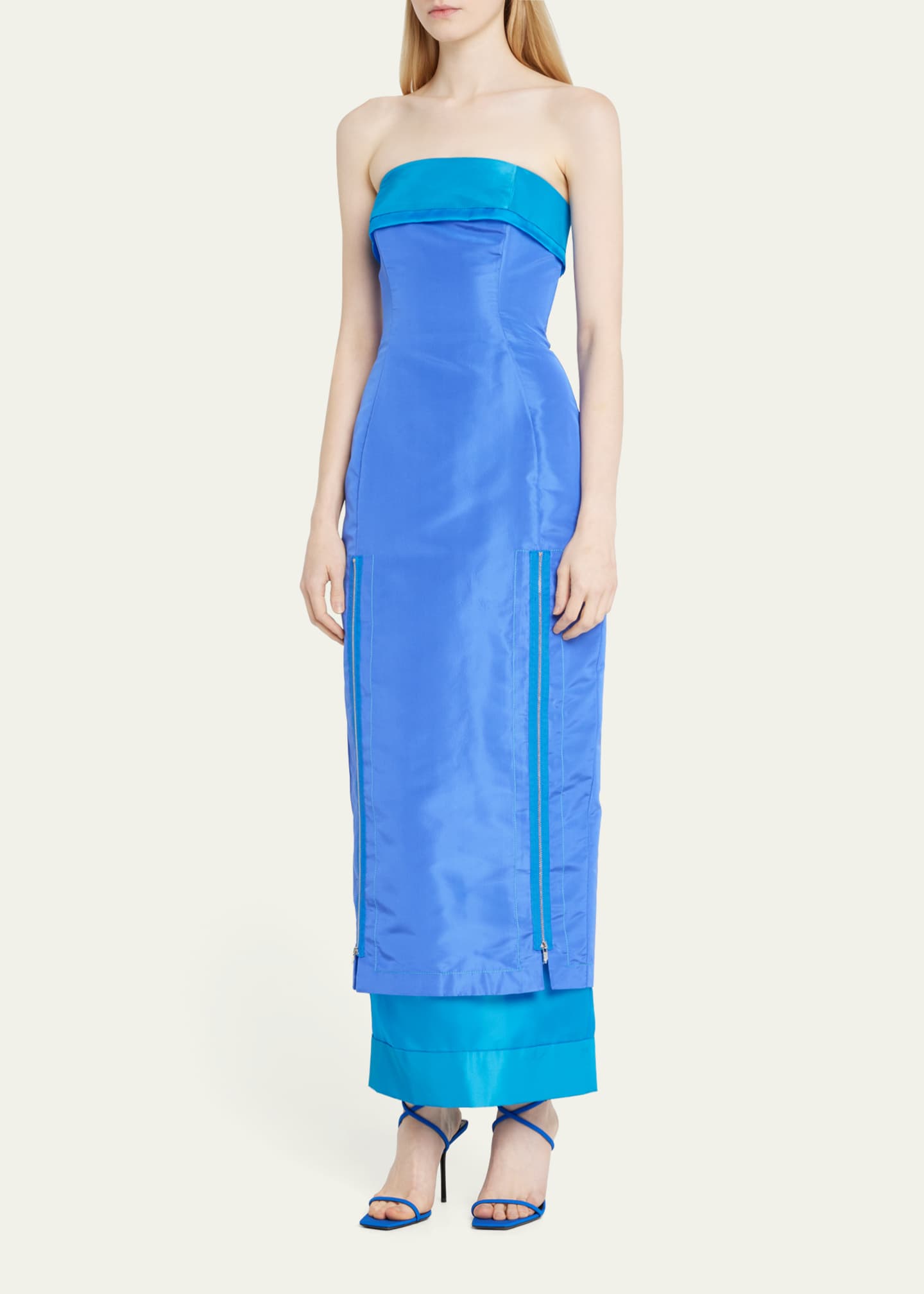 CHRISTOPHER JOHN ROGERS Strapless Colorblock Column Gown with Zipper ...