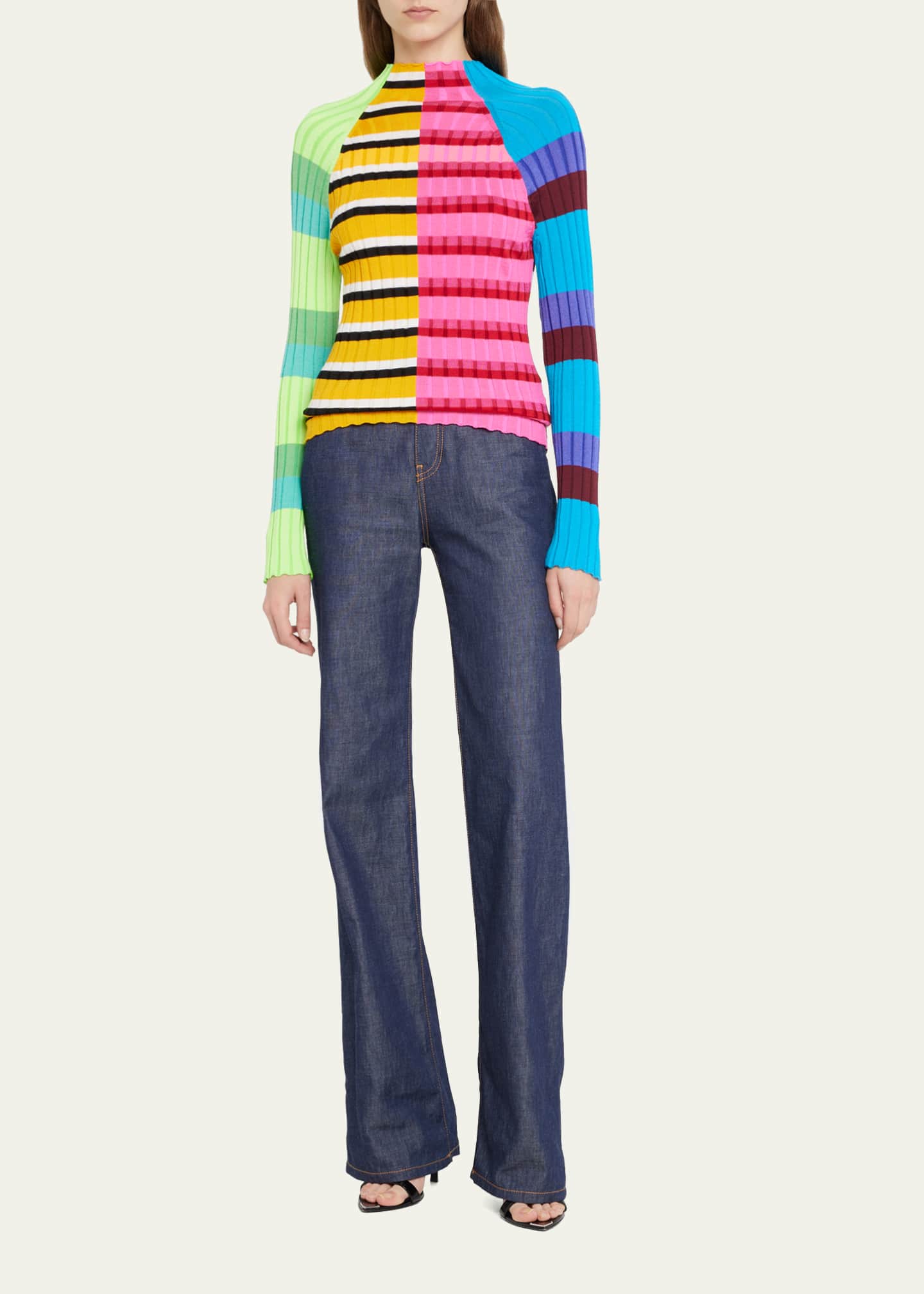 CHRISTOPHER JOHN ROGERS Colorblock Ribbed Mock-Neck Wool Top - Bergdorf ...