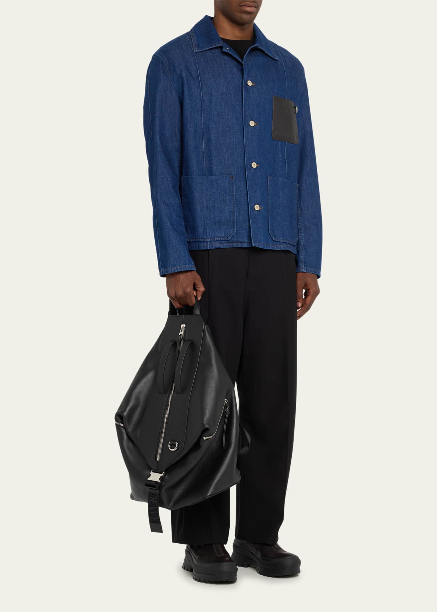 Loewe Men's Convertible Leather Backpack - Bergdorf Goodman