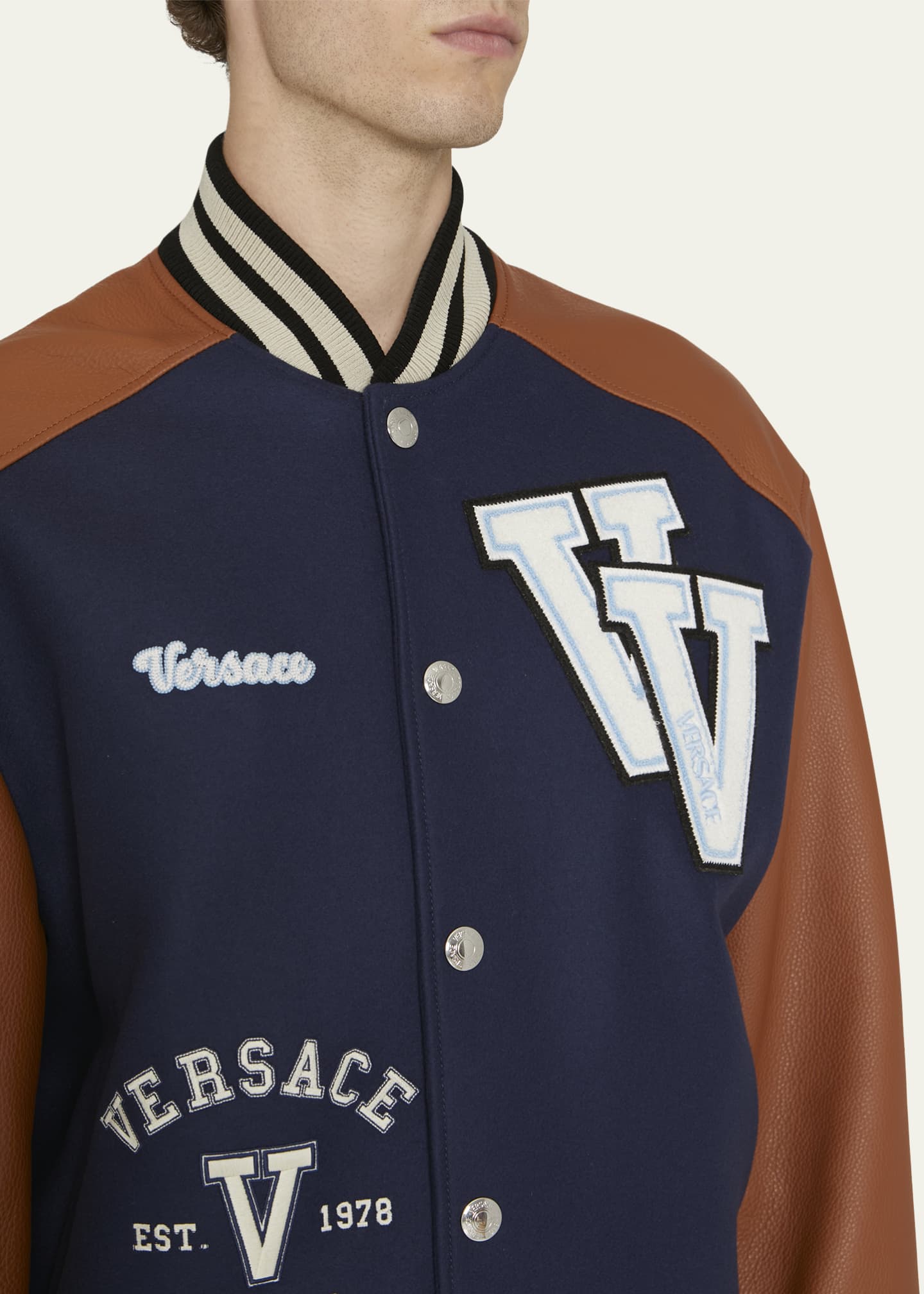 Versace Men's Logo-Patch Varsity Jacket - Bergdorf Goodman