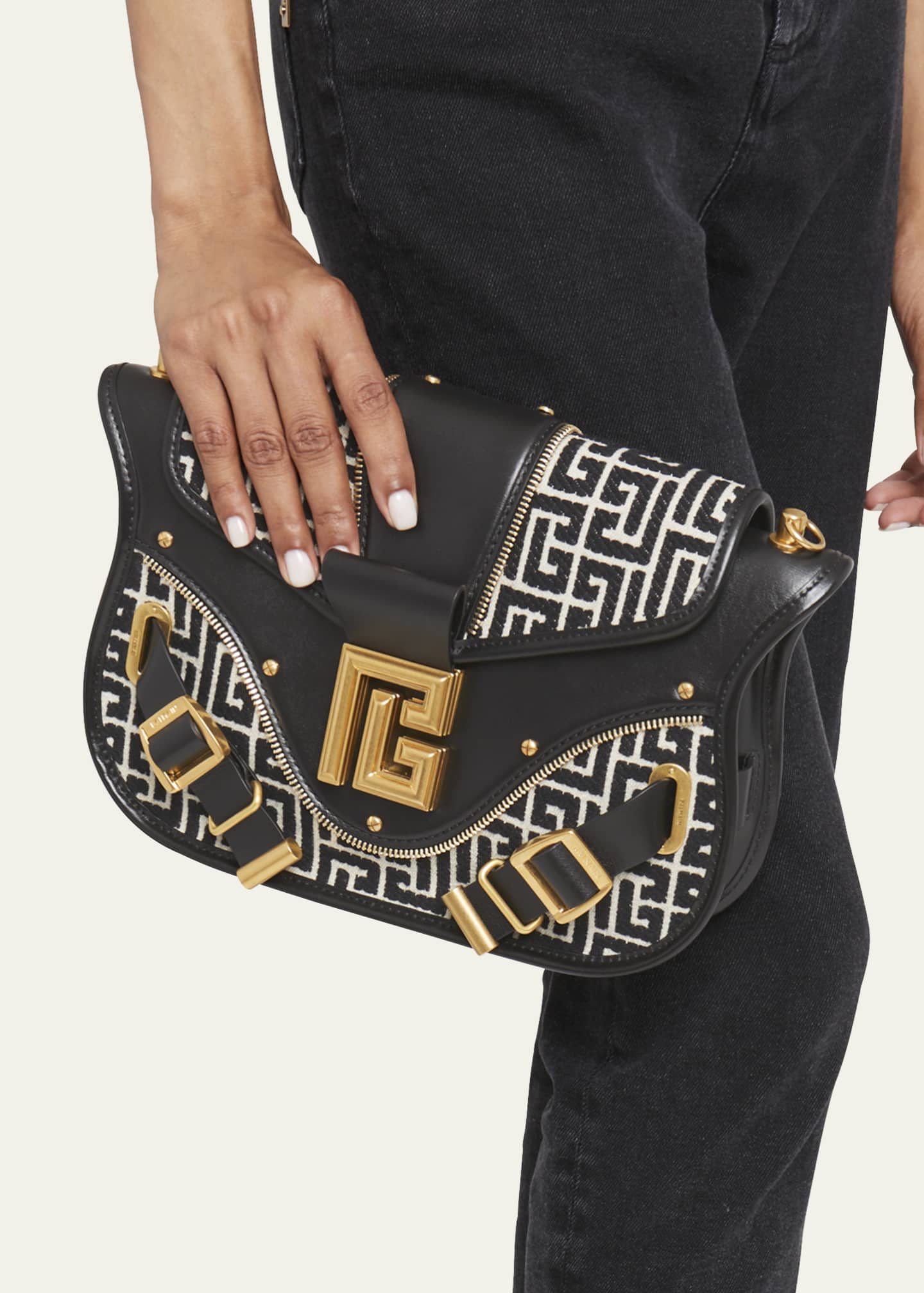 Balmain Blaze Monogram Leather Crossbody Bag - Bergdorf Goodman