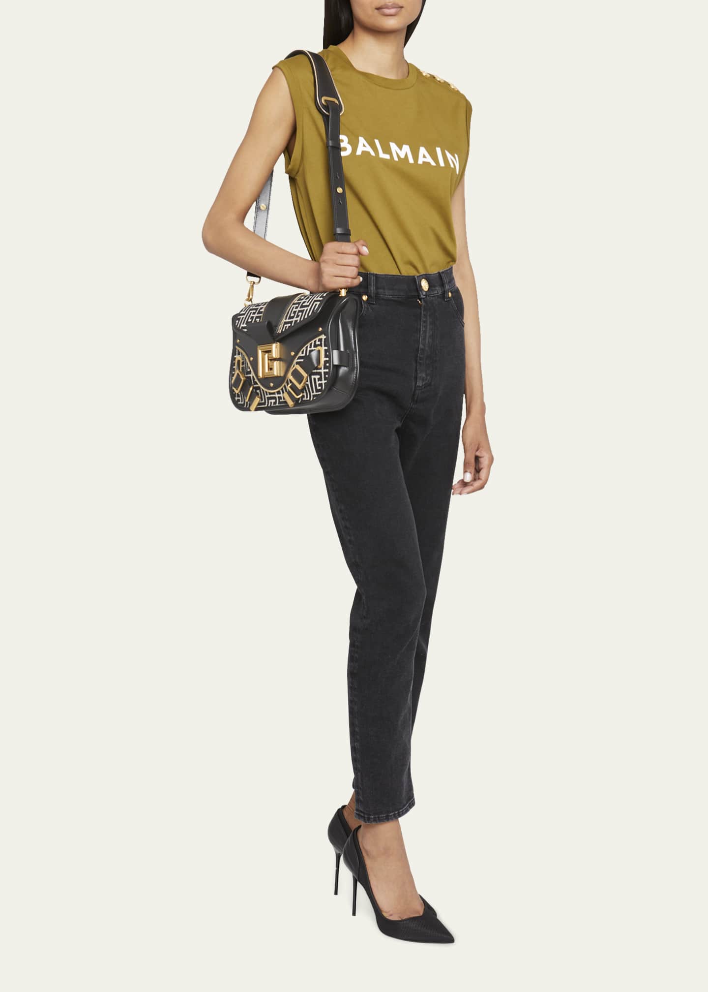 Balmain Blaze Monogram Leather Crossbody Bag - Bergdorf Goodman