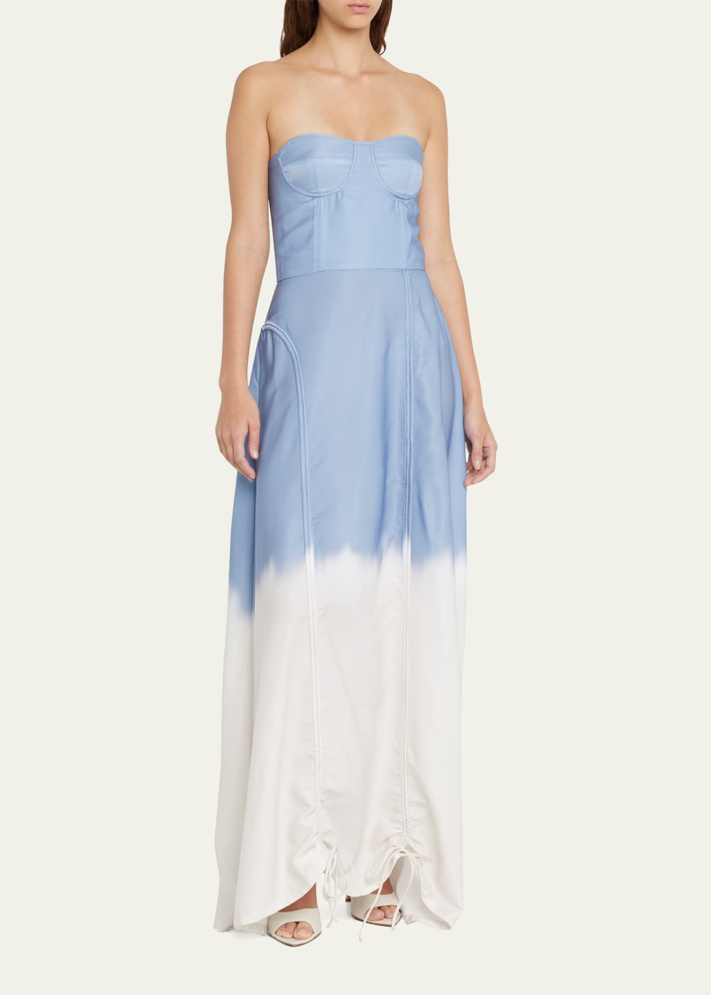 Rokh Bicolor Gathered Strapless Corset Dress - Bergdorf Goodman