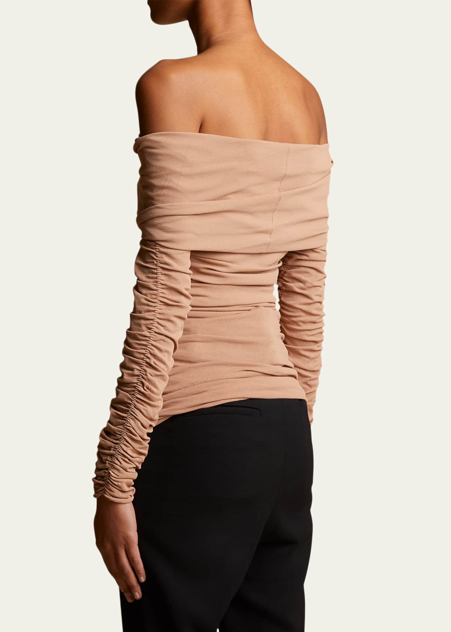 Khaite Zuri Off-Shoulder Ruched Top - Bergdorf Goodman