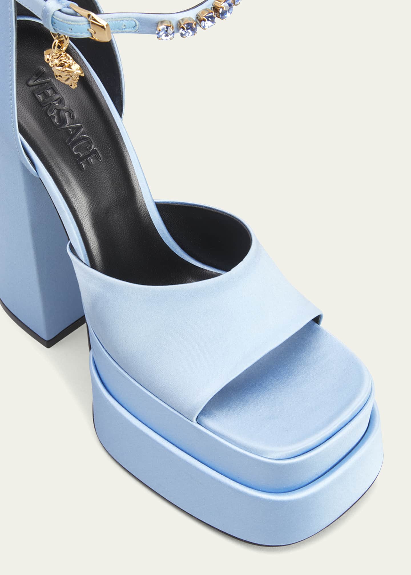 Versace Medusa Crystal Ankle-Strap Platform Sandals - Bergdorf Goodman