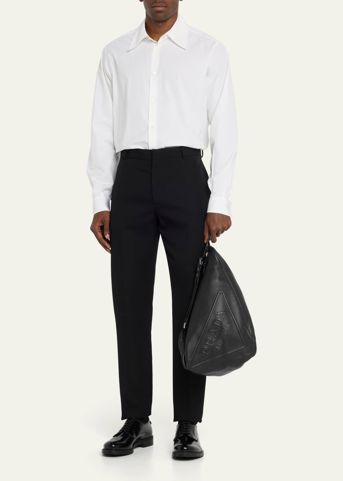 Prada Men's Triangle Leather Shoulder Bag - Bergdorf Goodman