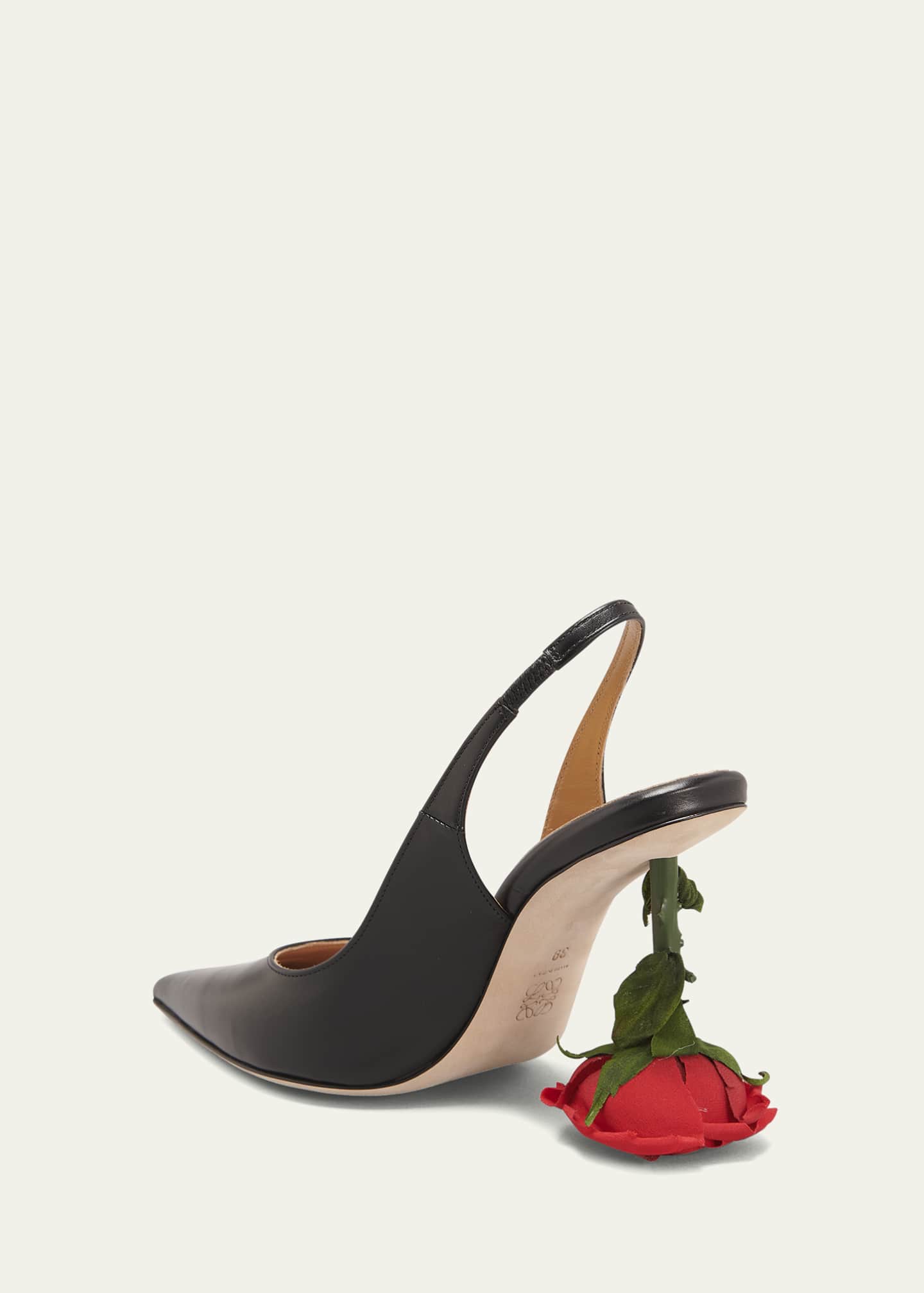 Loewe Leather Rose-Heel Slingback Pumps - Bergdorf Goodman