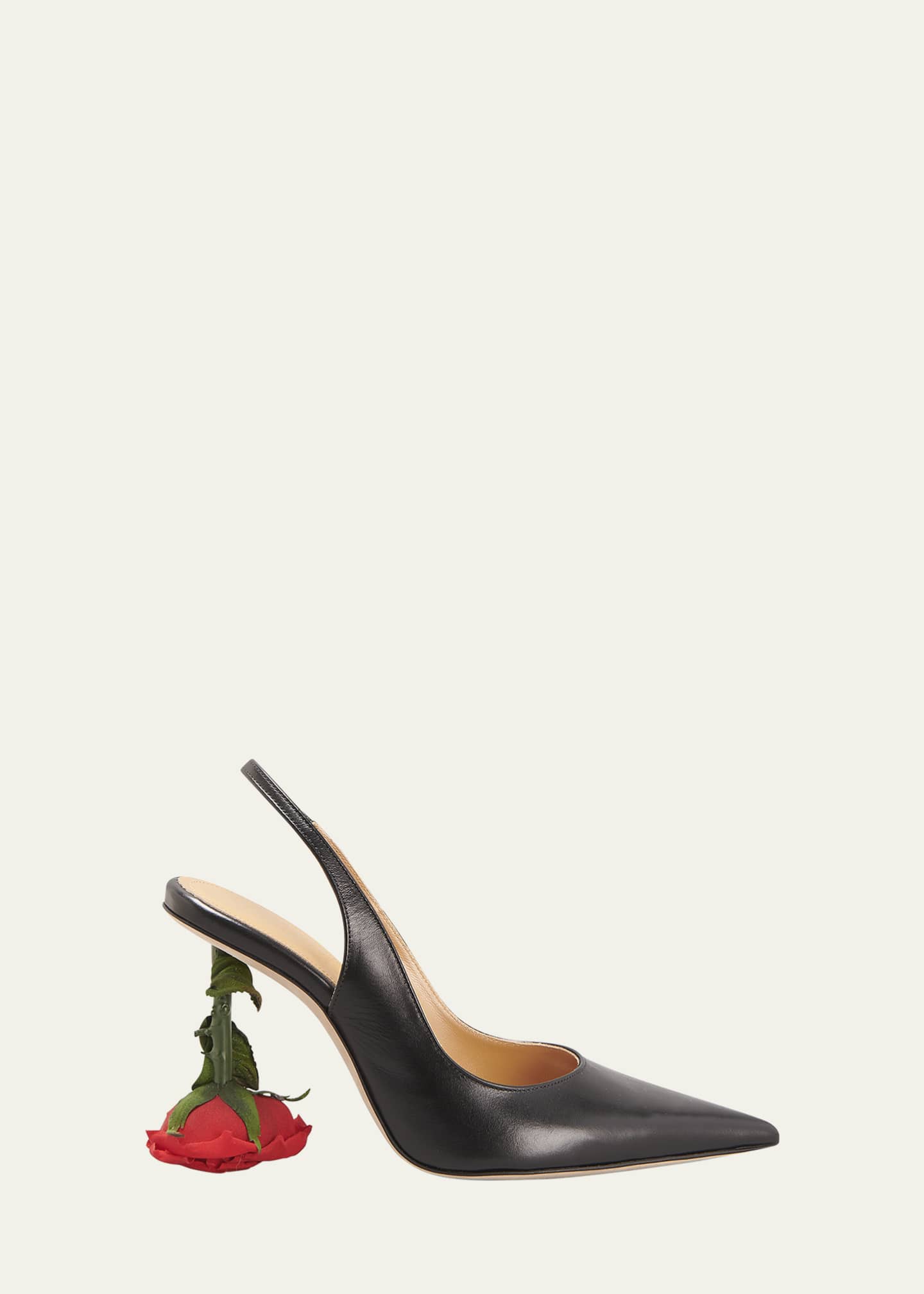 Loewe Leather Rose-Heel Slingback Pumps - Bergdorf Goodman