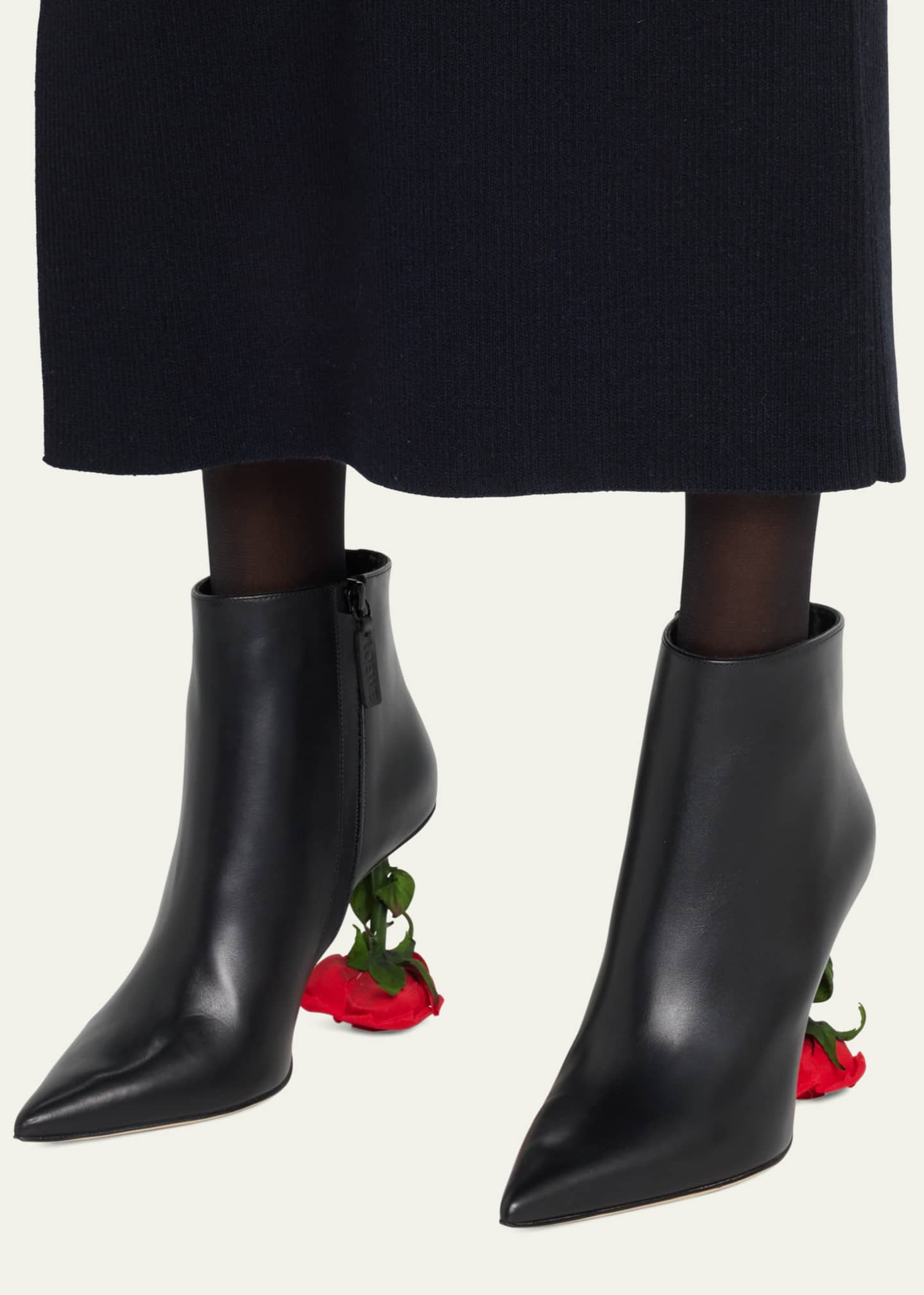 Loewe Leather Rose-Heel Ankle Boots - Bergdorf Goodman