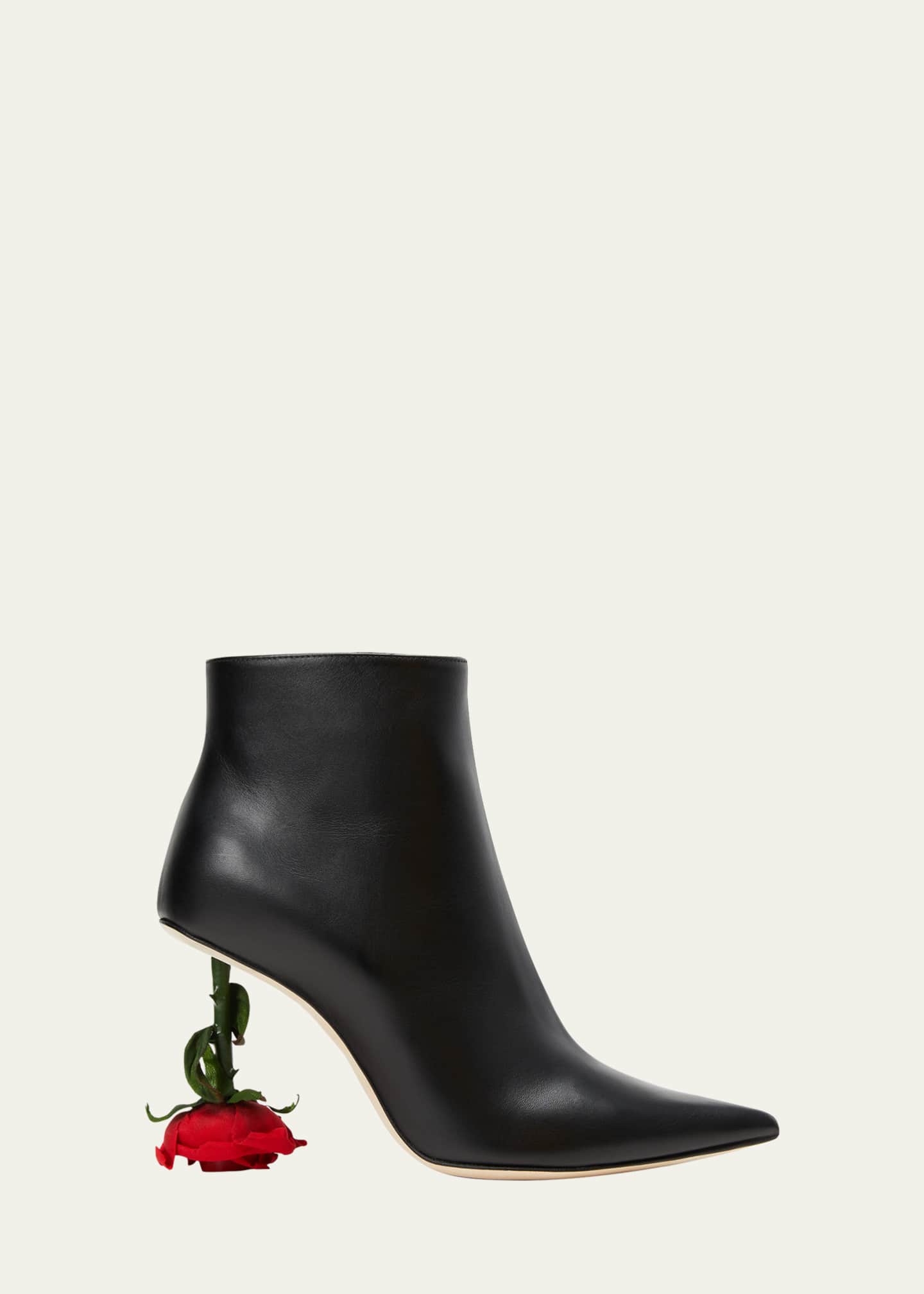 Loewe Leather Rose-Heel Ankle Boots - Bergdorf Goodman