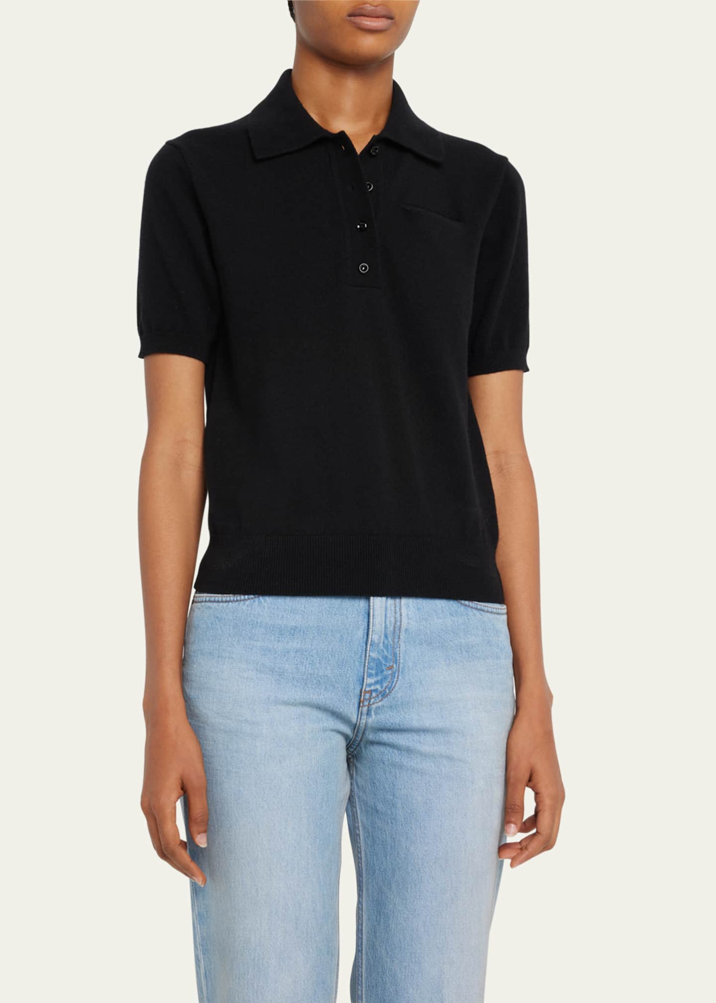 THE ROW Olin Cashmere Polo Top - Bergdorf Goodman