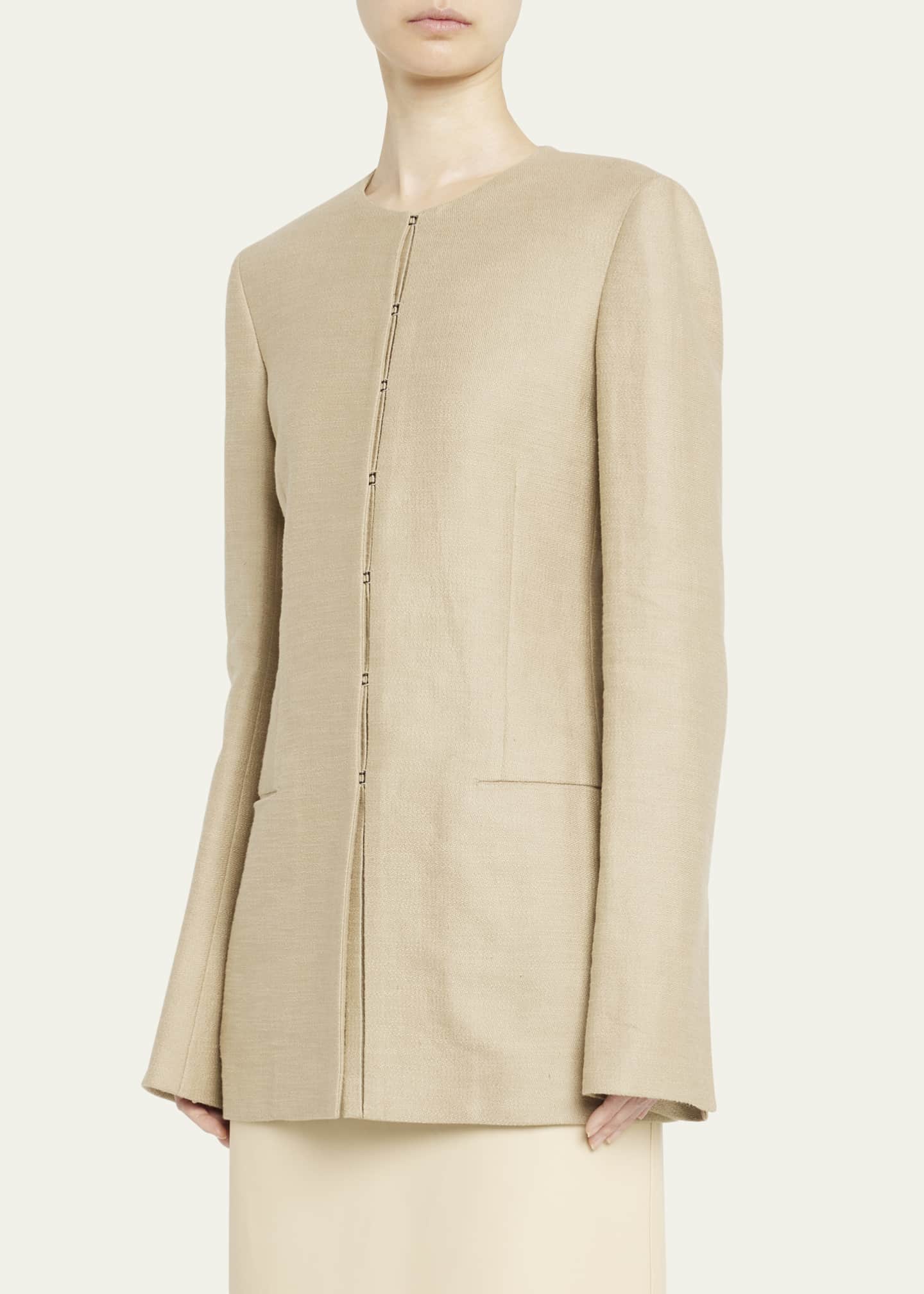 THE ROW Baymon Hook-&-Eye Linen Jacket - Bergdorf Goodman
