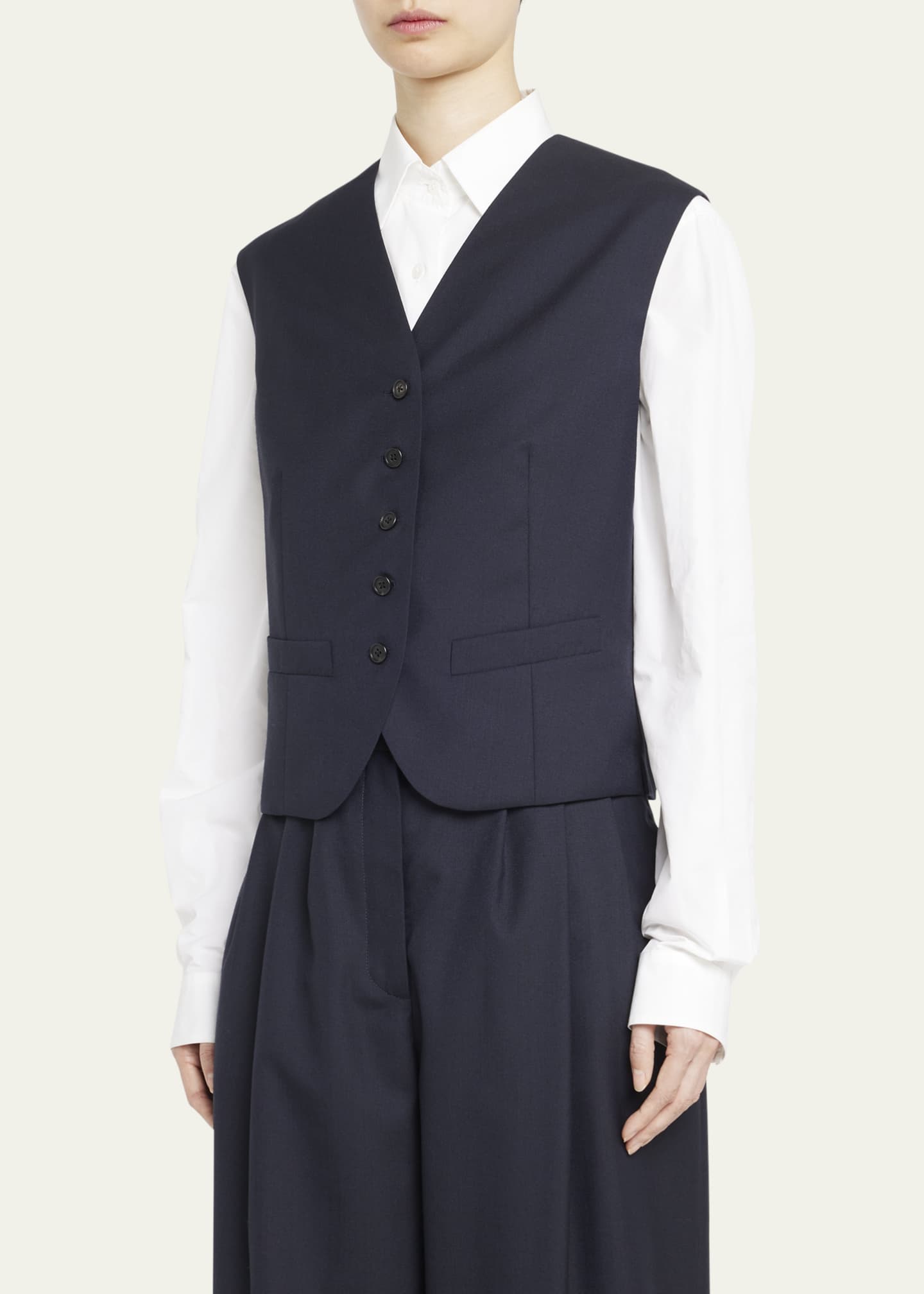 THE ROW Vega Tailored Button-Front Vest - Bergdorf Goodman