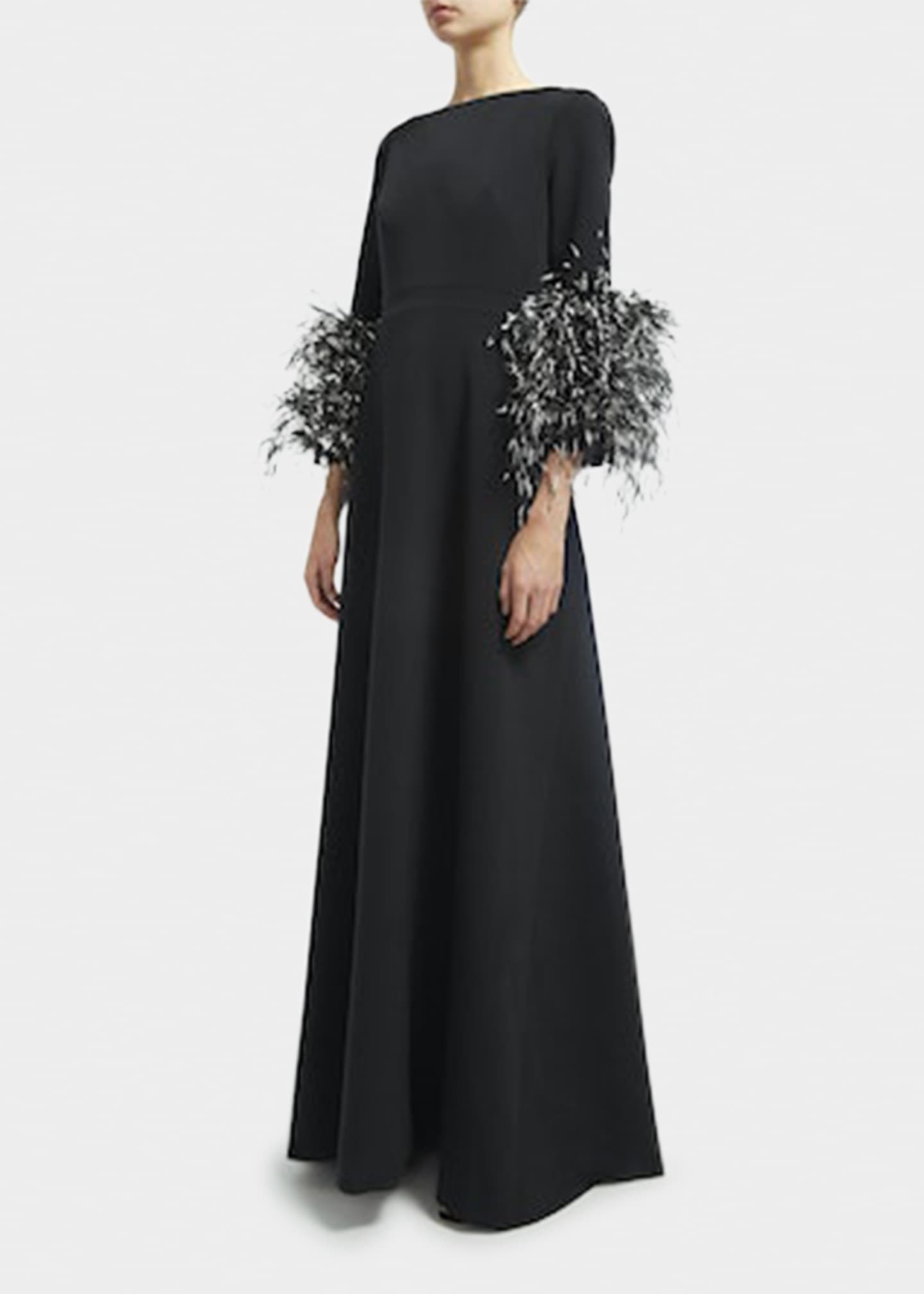 Huishan Zhang Reign Feather Cuff Gown Bergdorf Goodman