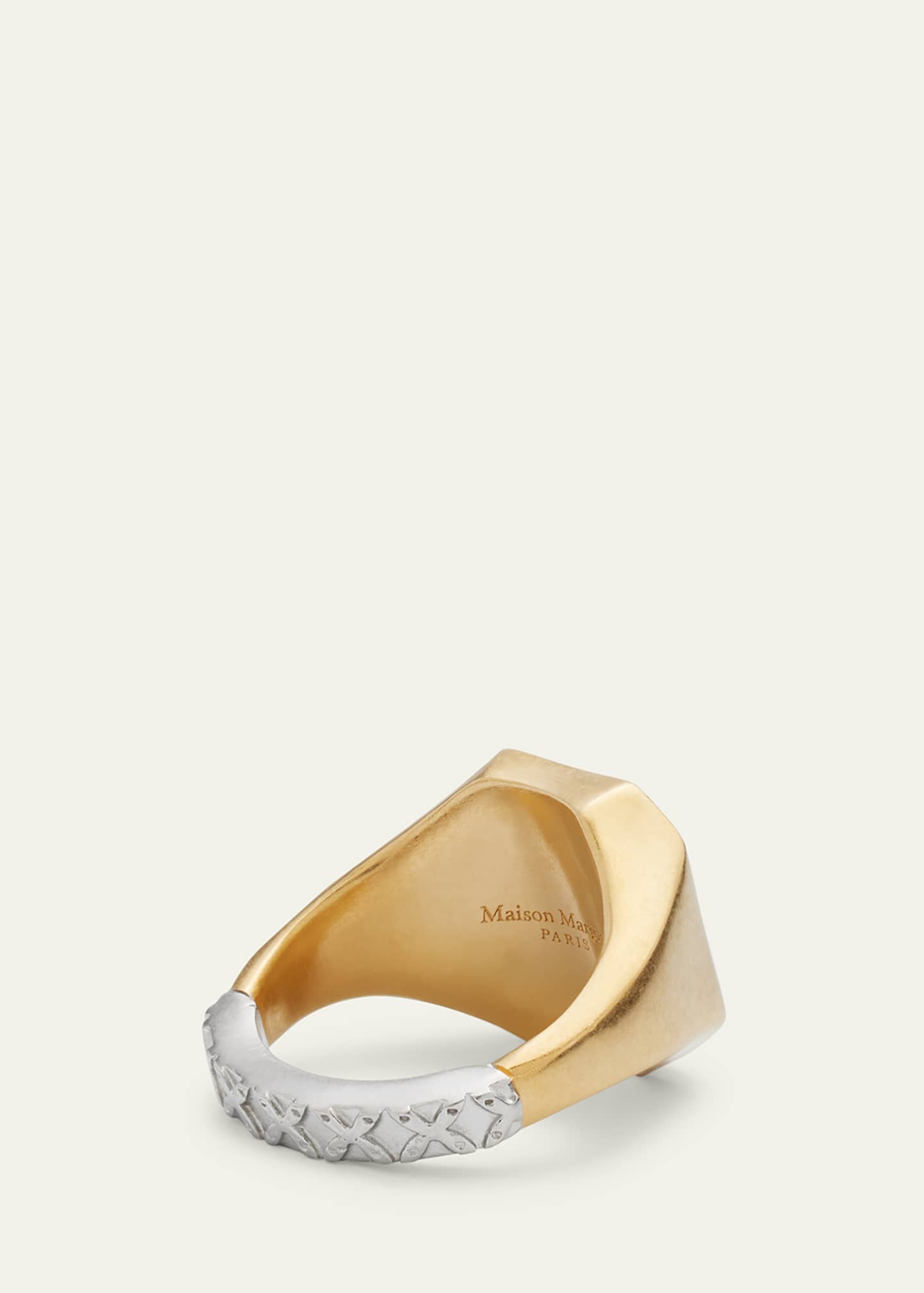 Maison Margiela Men's Two-Tone Chevalier Ring with Smoky Quartz ...
