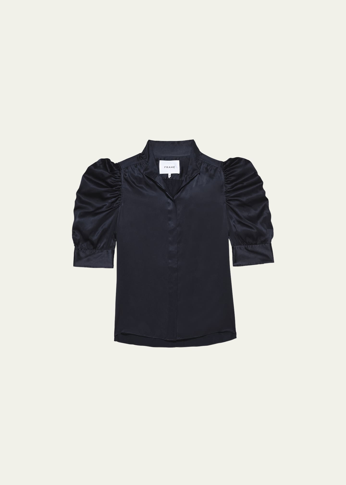 FRAME Gillian Silk Ruched Sleeve Top - Bergdorf Goodman