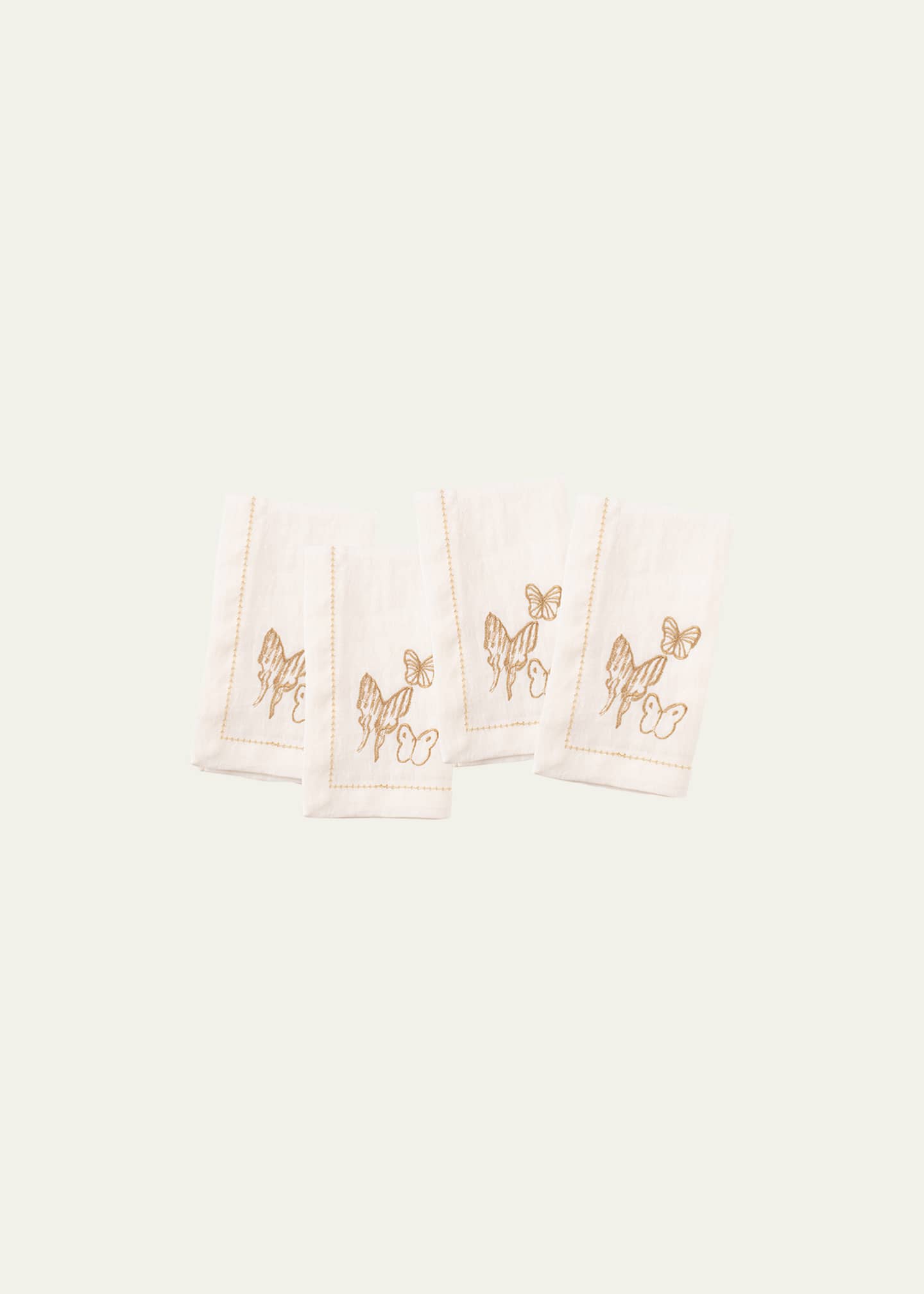Hunt Slonem Painted Butterfly Embroidered Linen Dinner Napkin ...
