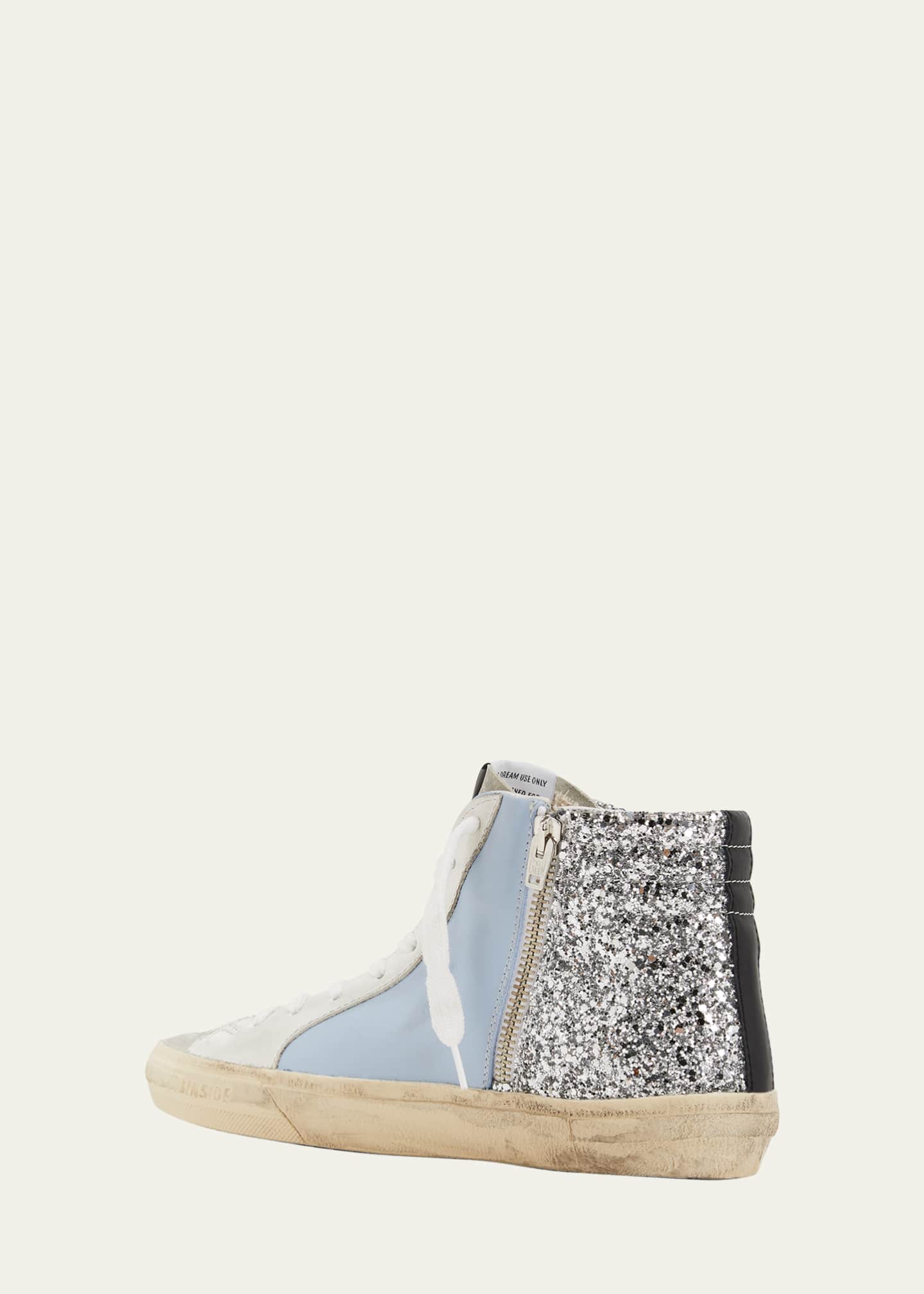 Golden Goose Slide Mid-Top Glitter Leather Sneakers - Bergdorf Goodman