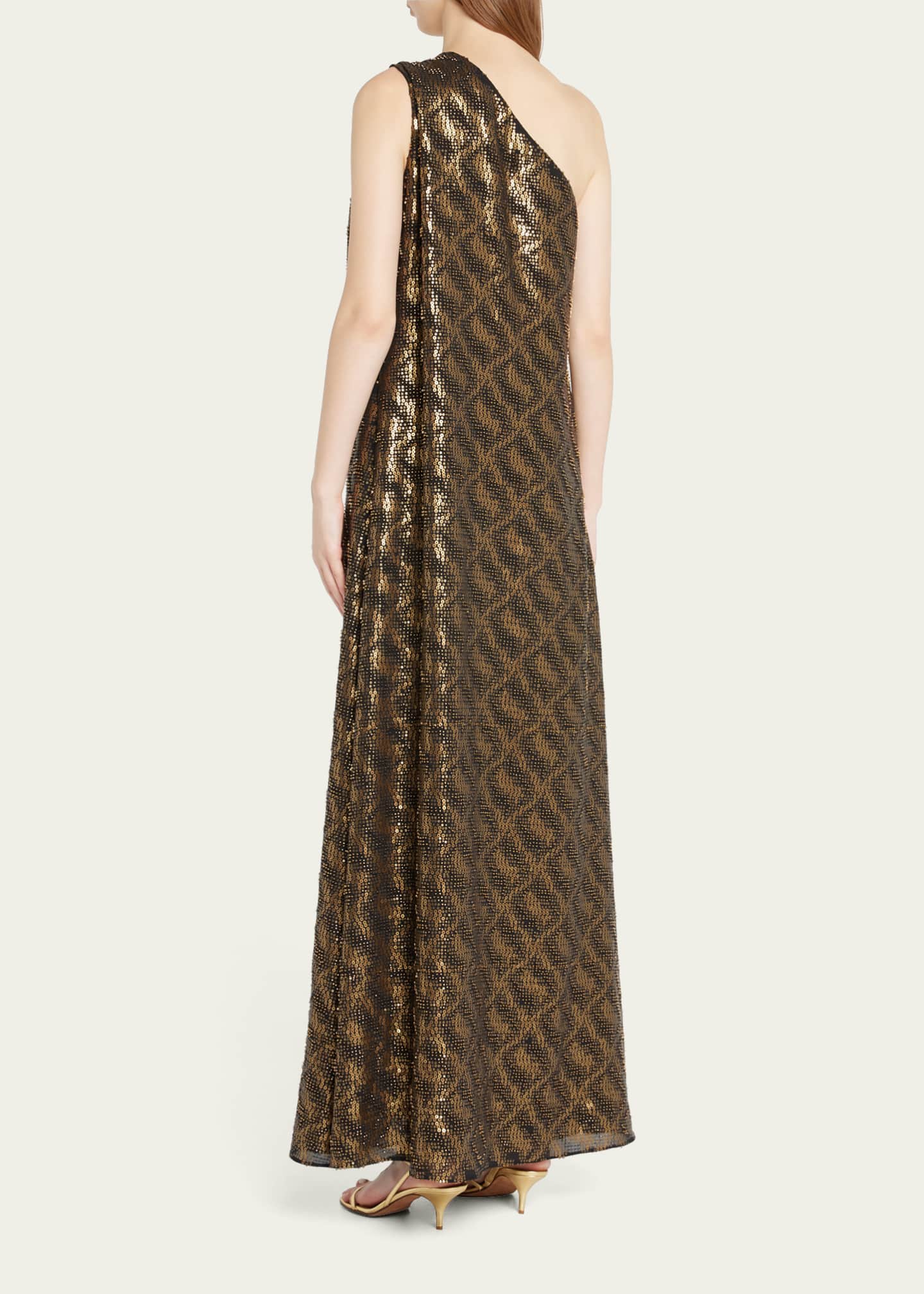 Halston Lexa One-Shoulder Sequin Chiffon Gown - Bergdorf Goodman