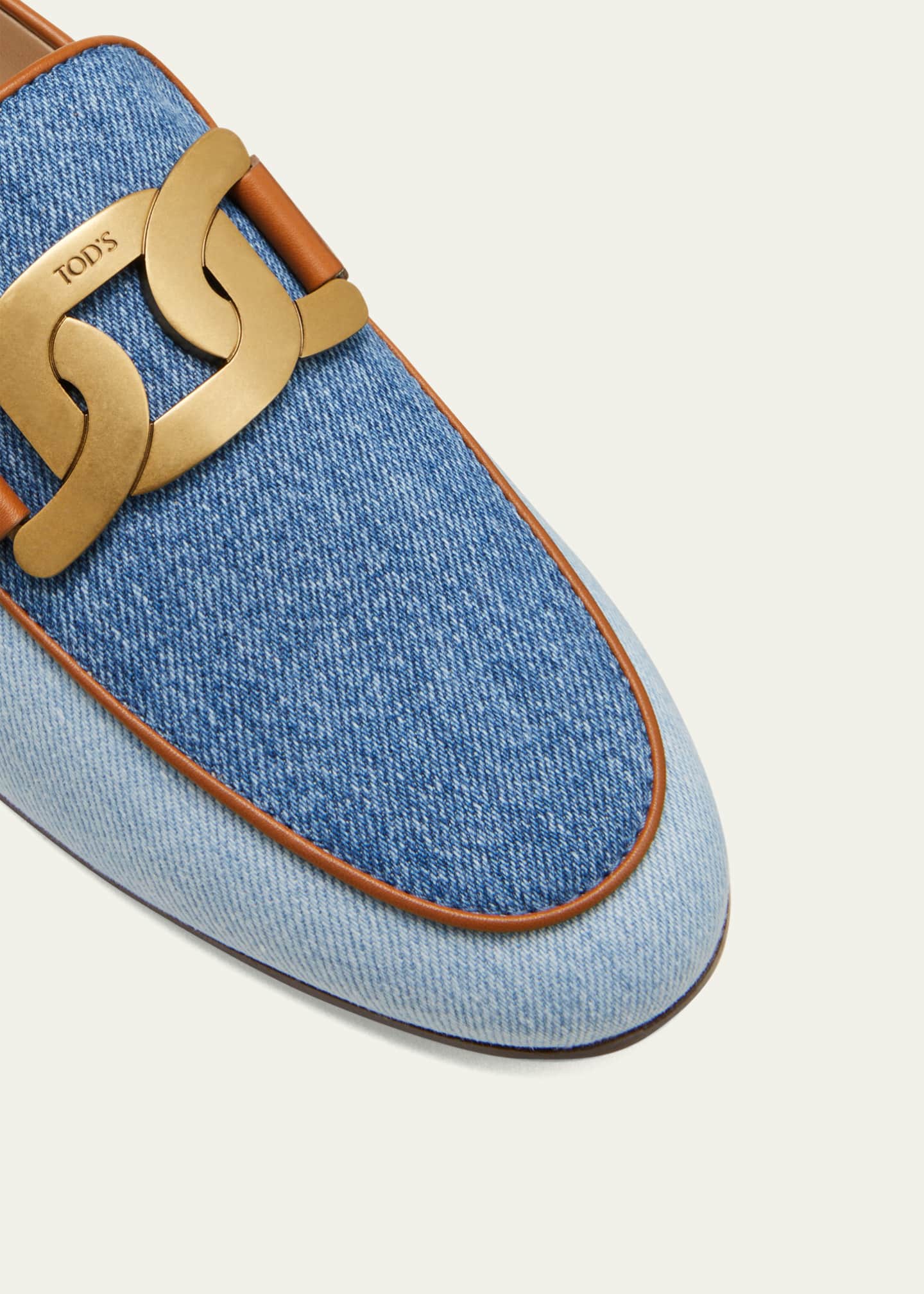 Tod's Kate Colorblock Denim Chain Loafers - Bergdorf Goodman