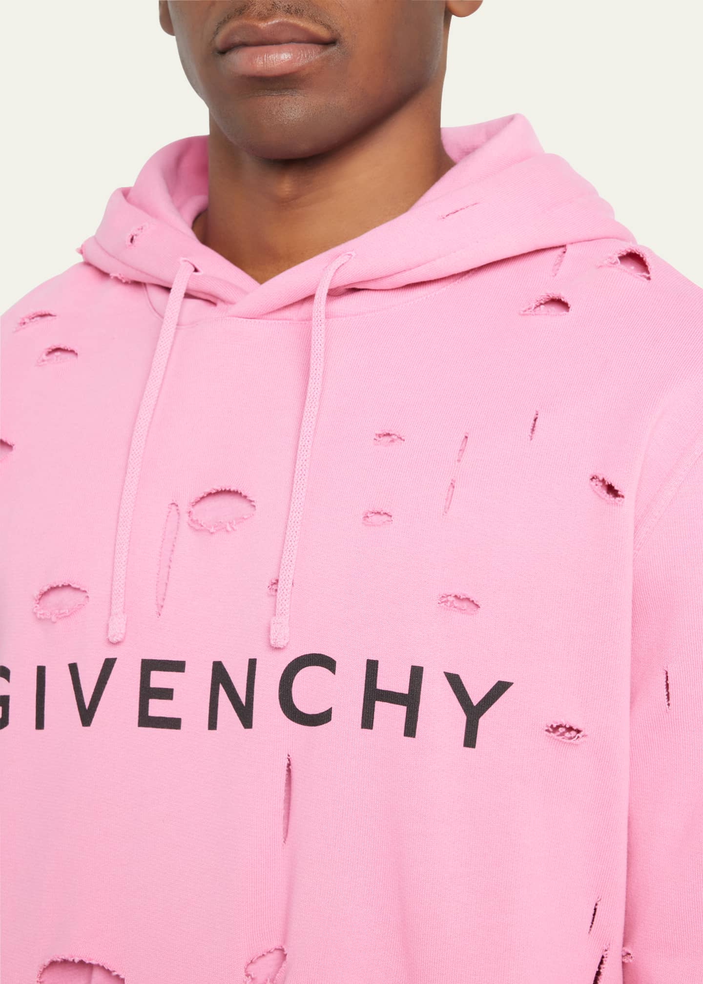 Givenchy Men's Destroyed Logo Pullover Hoodie - Bergdorf Goodman