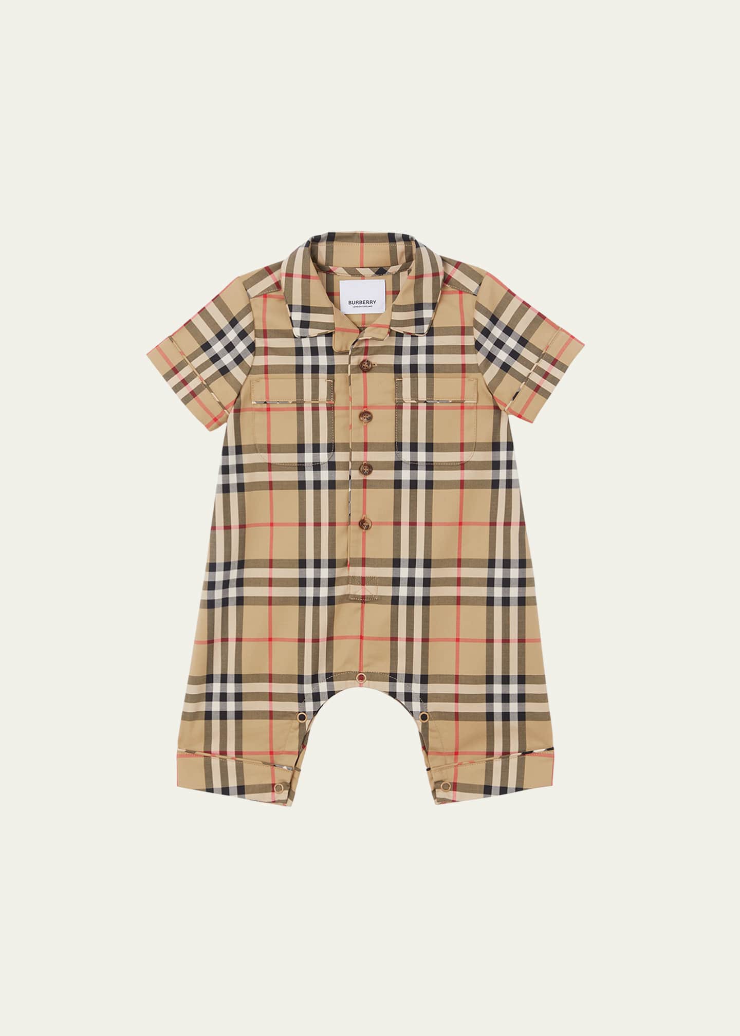 Burberry Kid's Andreas Check-Print Coverall, Size Newborn-18M ...