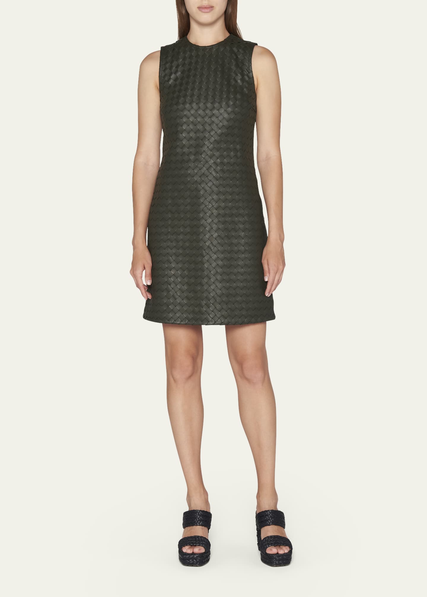 Bottega Veneta Leather Intrecciato Weave Mini Dress - Bergdorf Goodman