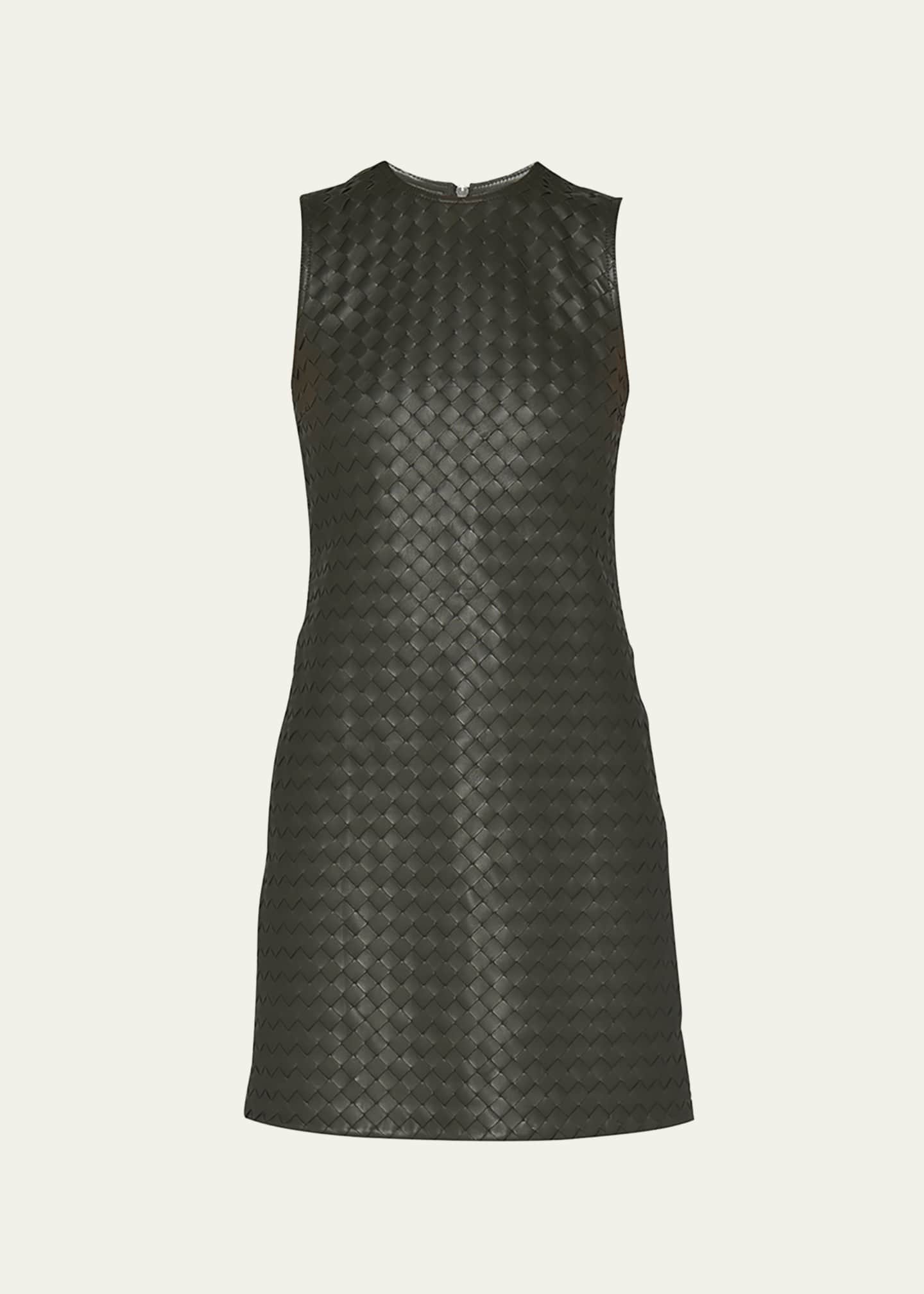 Bottega Veneta Leather Intrecciato Weave Mini Dress - Bergdorf Goodman