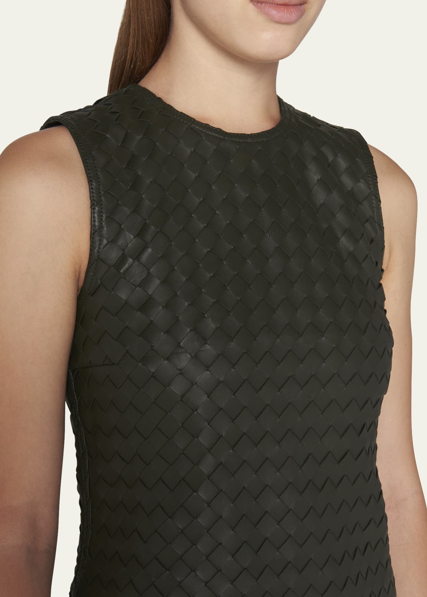 Bottega Veneta Leather Intrecciato Weave Mini Dress - Bergdorf Goodman