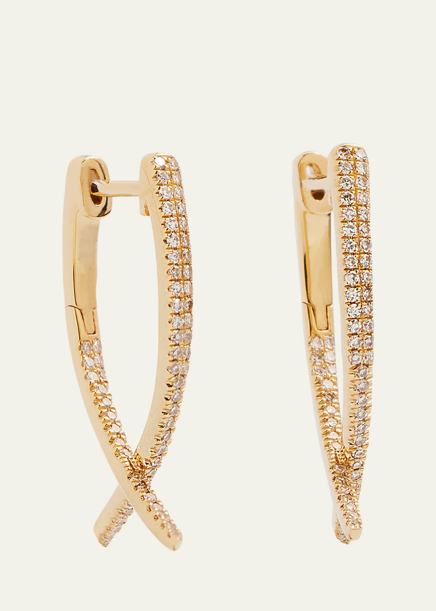 EF Collection 14K Yellow Gold Diamond Loop Hoop Earrings - Bergdorf Goodman