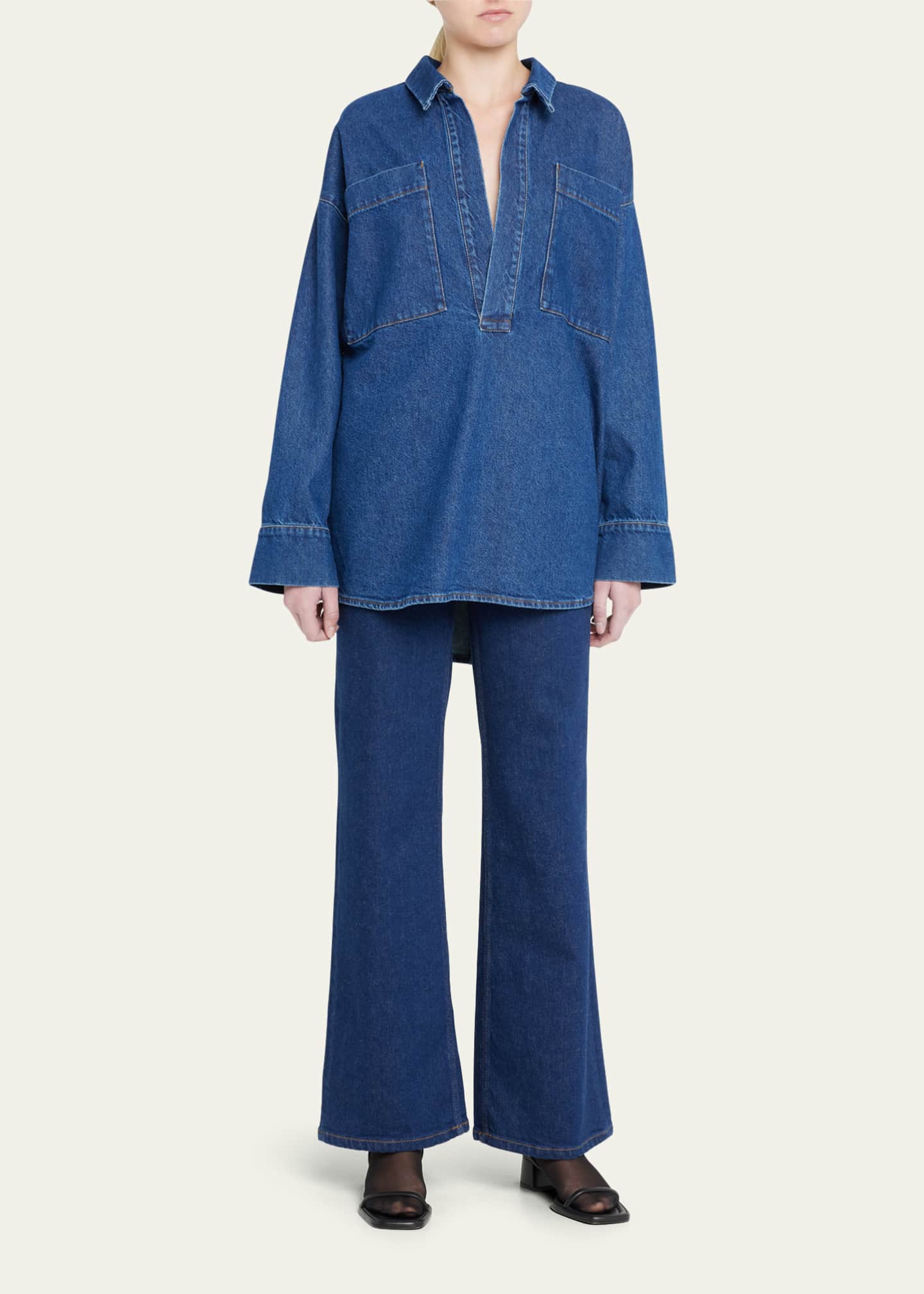 Tove Sonny Denim V-Neck Shirt - Bergdorf Goodman