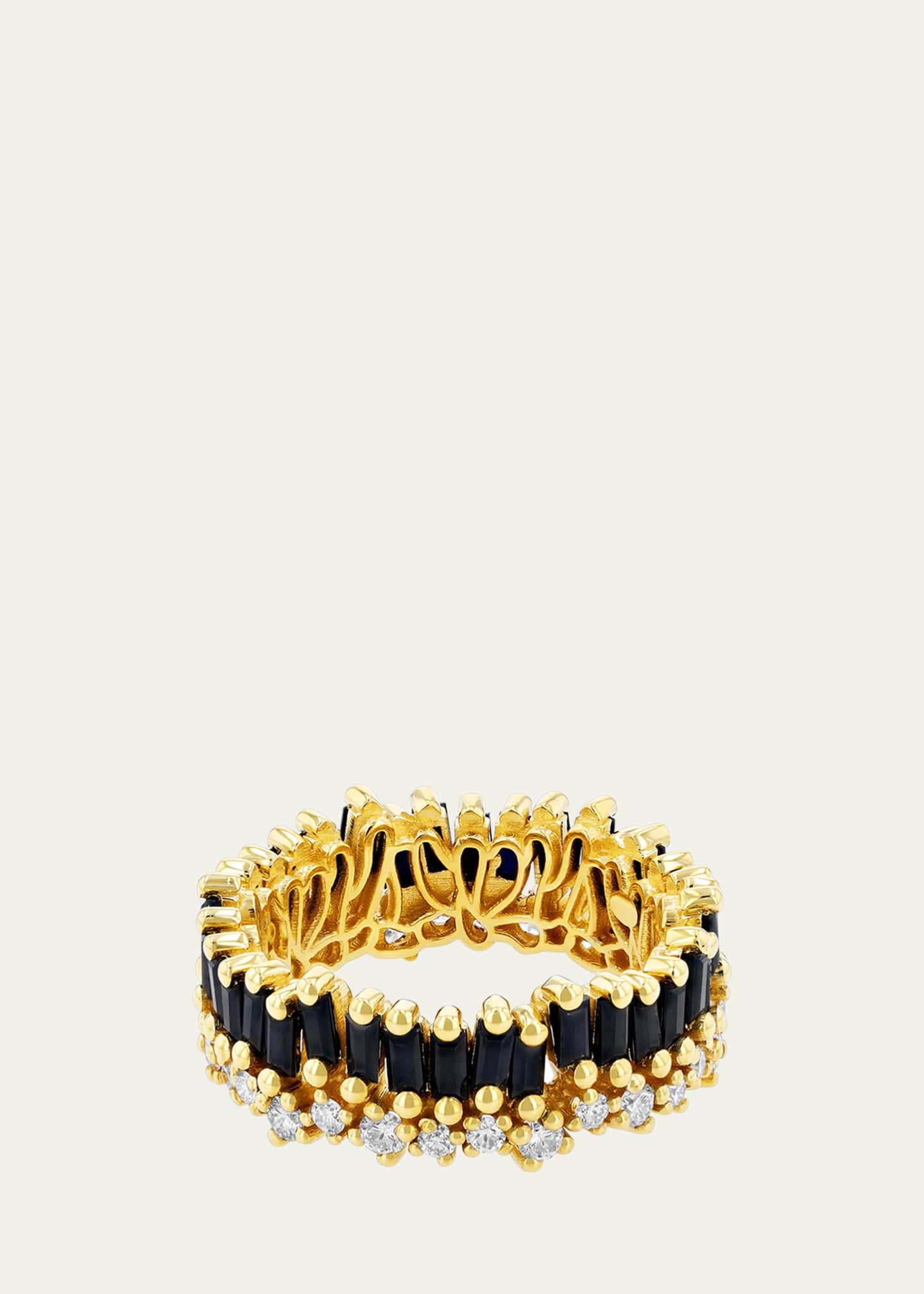 Suzanne Kalan 18K Yellow Gold Bold Fireworks Diamond and Black Sapphire ...