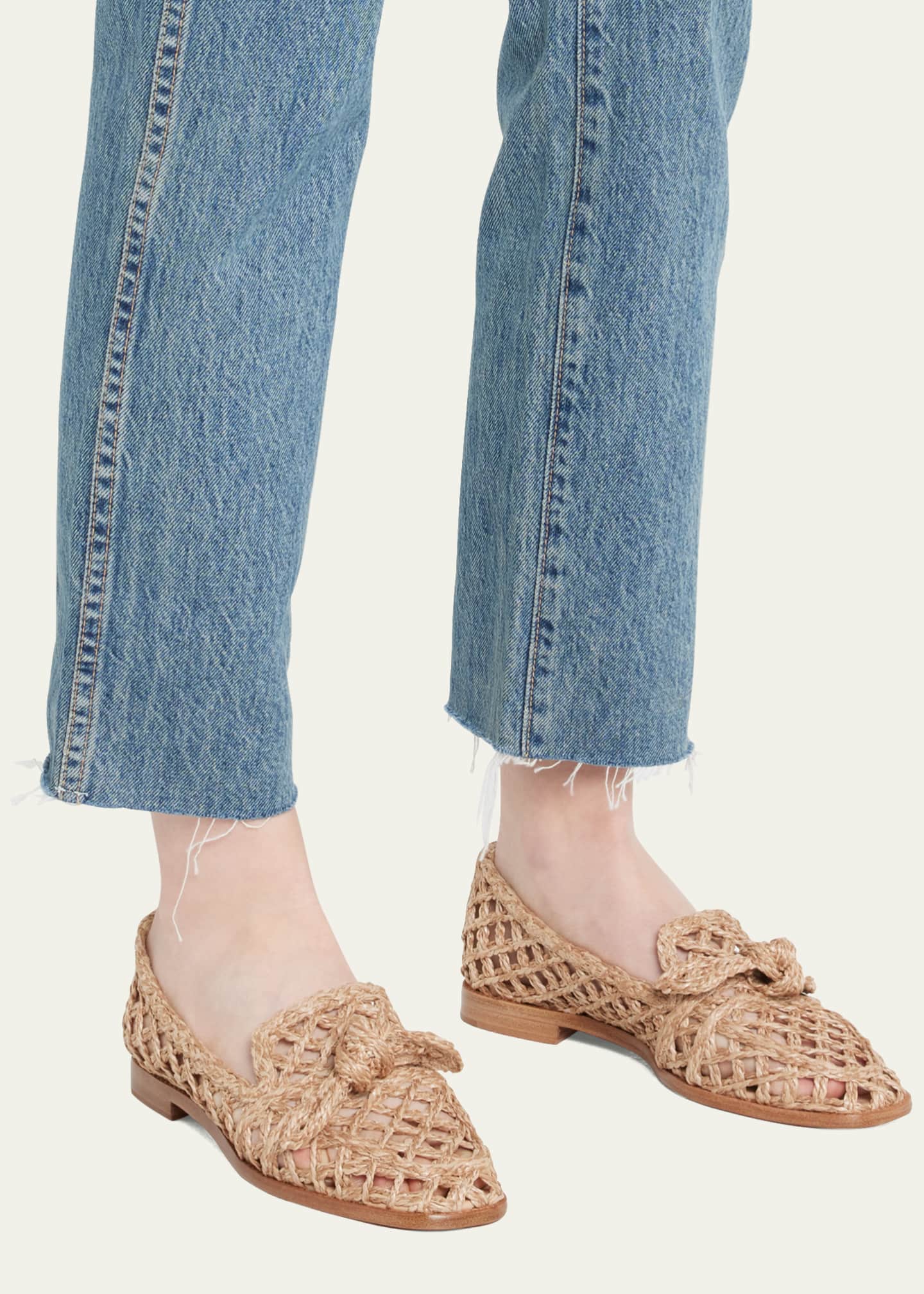 Alexandre Birman Clarita Raffia Knot Loafers - Bergdorf Goodman