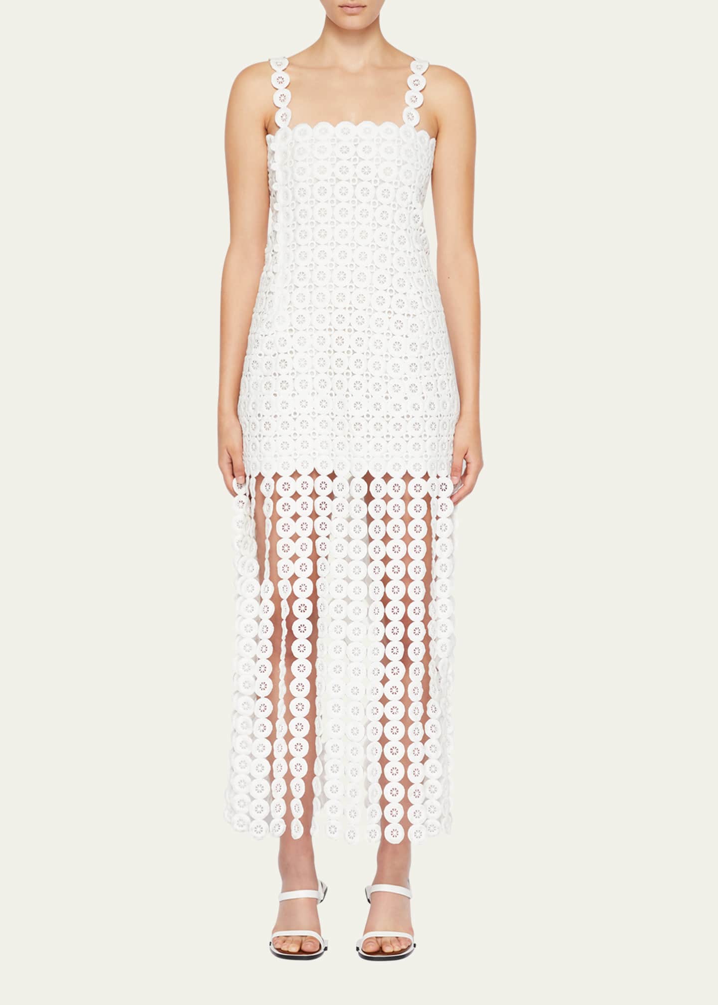 SIMKHAI Jaycee Circle Lace Fringe Midi Dress - Bergdorf Goodman