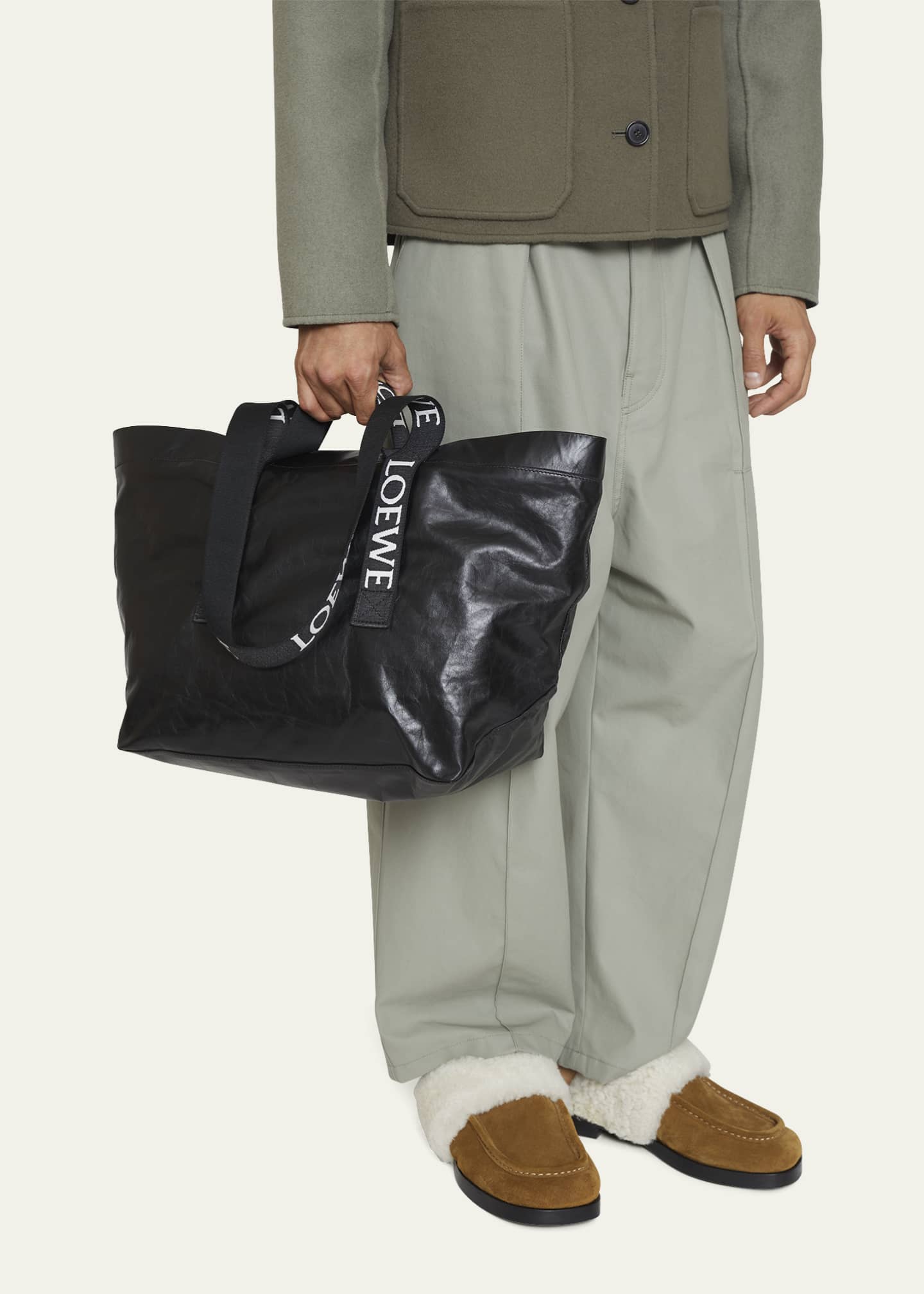 Loewe Men's Leather Fold Shopper Bag - Bergdorf Goodman