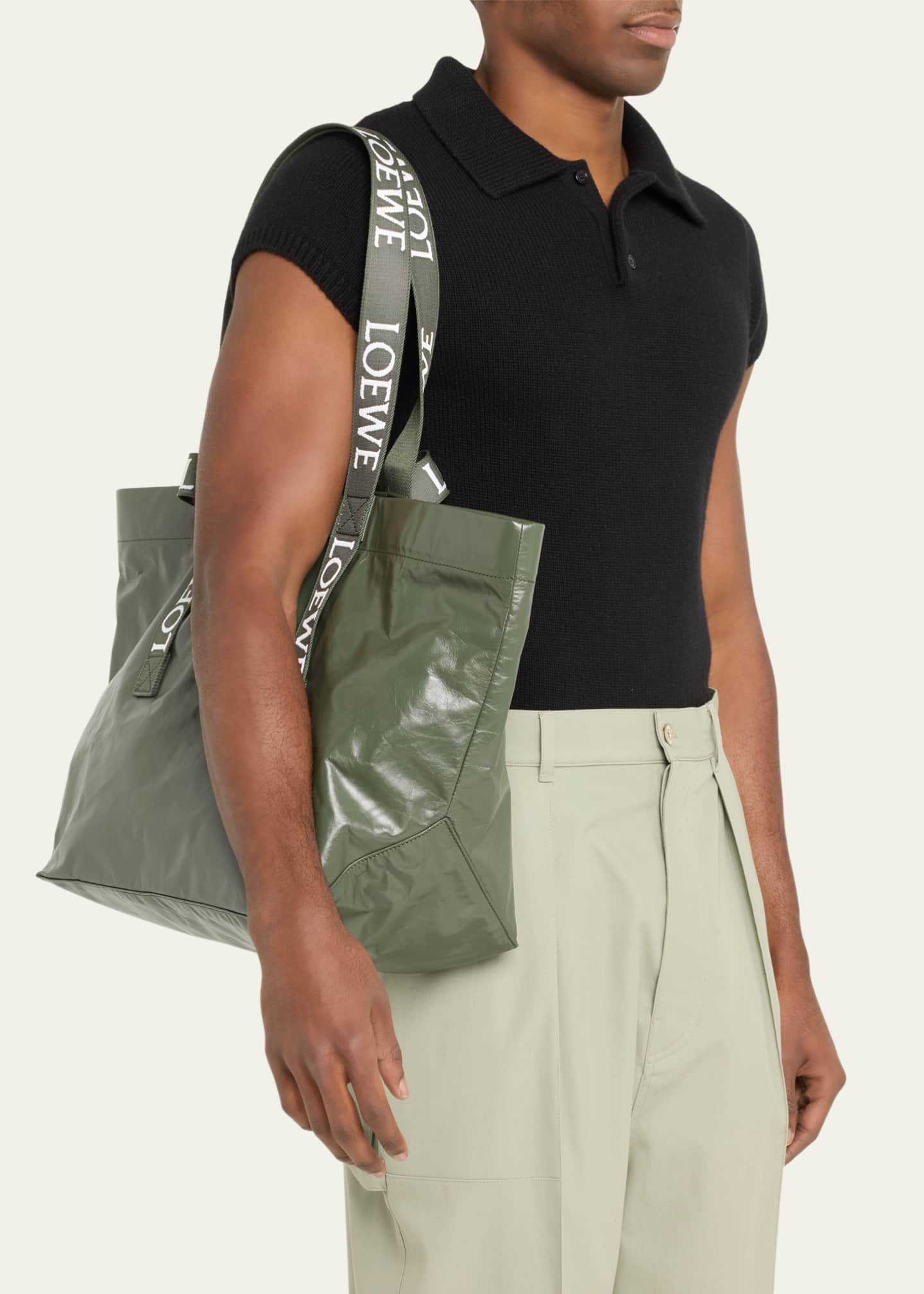 Loewe Men's Leather Fold Shopper Bag - Bergdorf Goodman