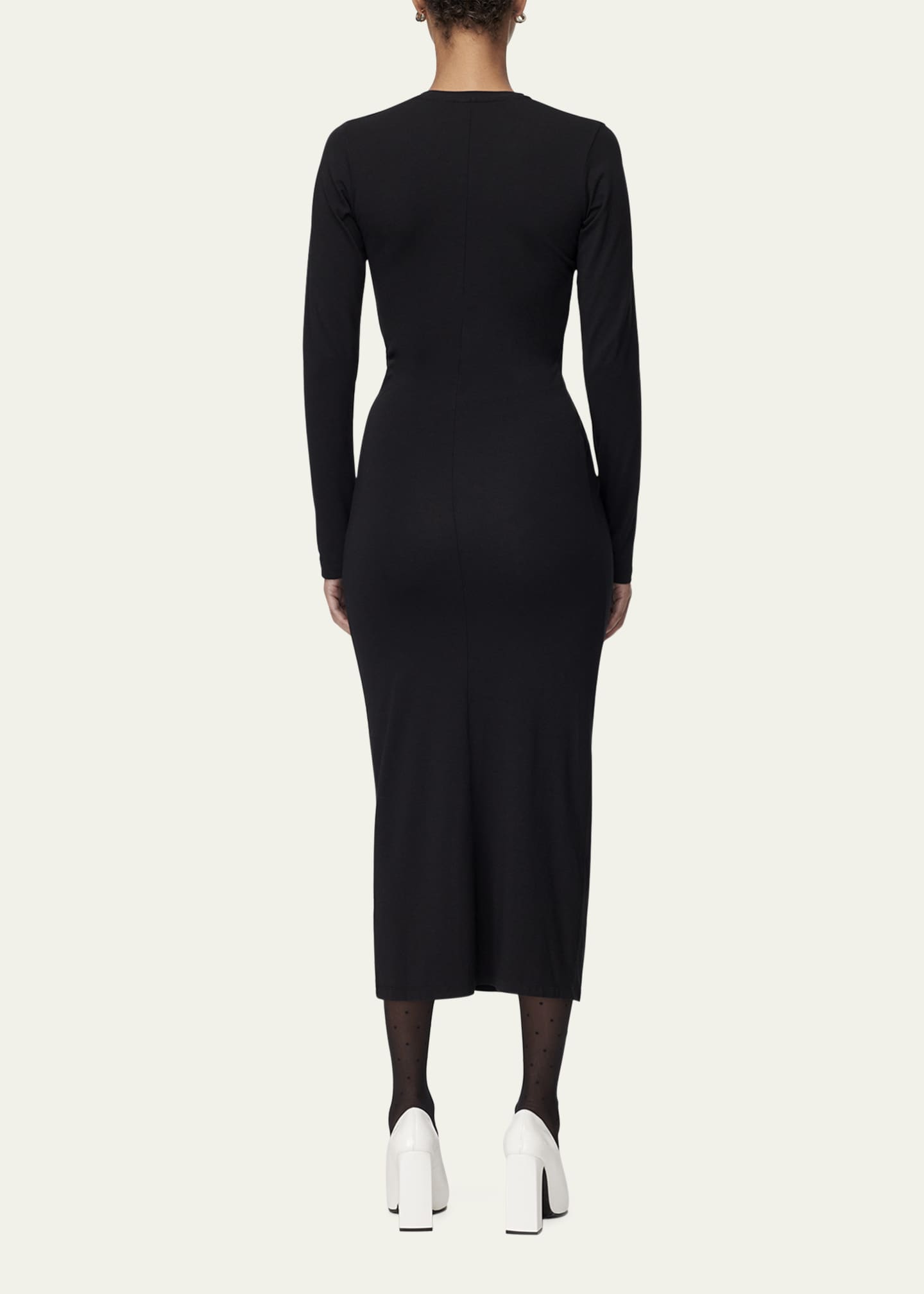 Another Tomorrow Ruched Long Sleeve Midi Dress - Bergdorf Goodman
