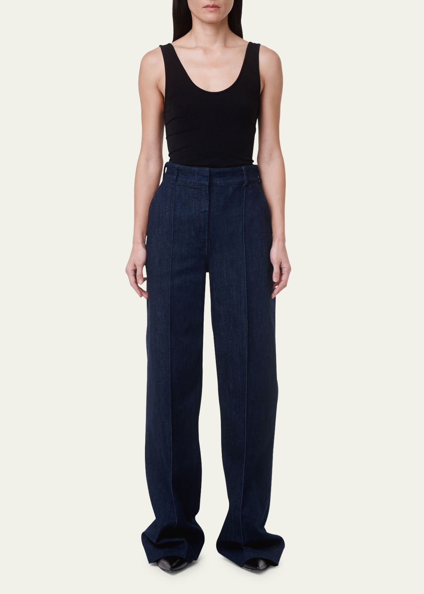 Another Tomorrow High Rise Denim Trousers - Bergdorf Goodman