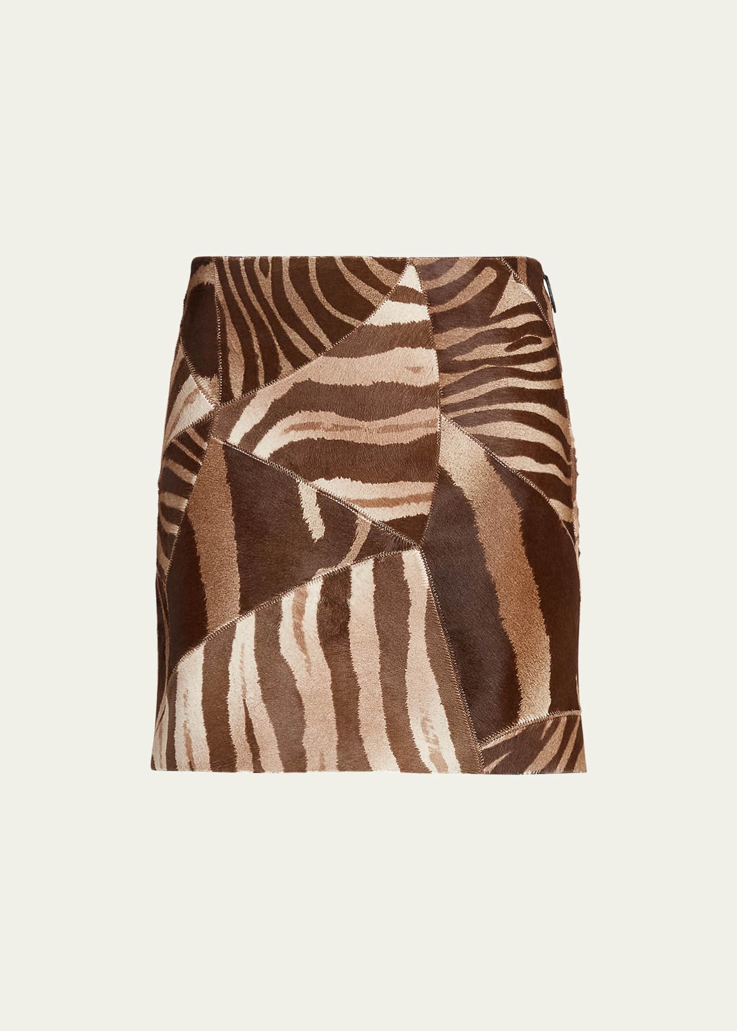 Ralph Lauren Collection Carreen Patchwork Calf Hair Mini Skirt ...