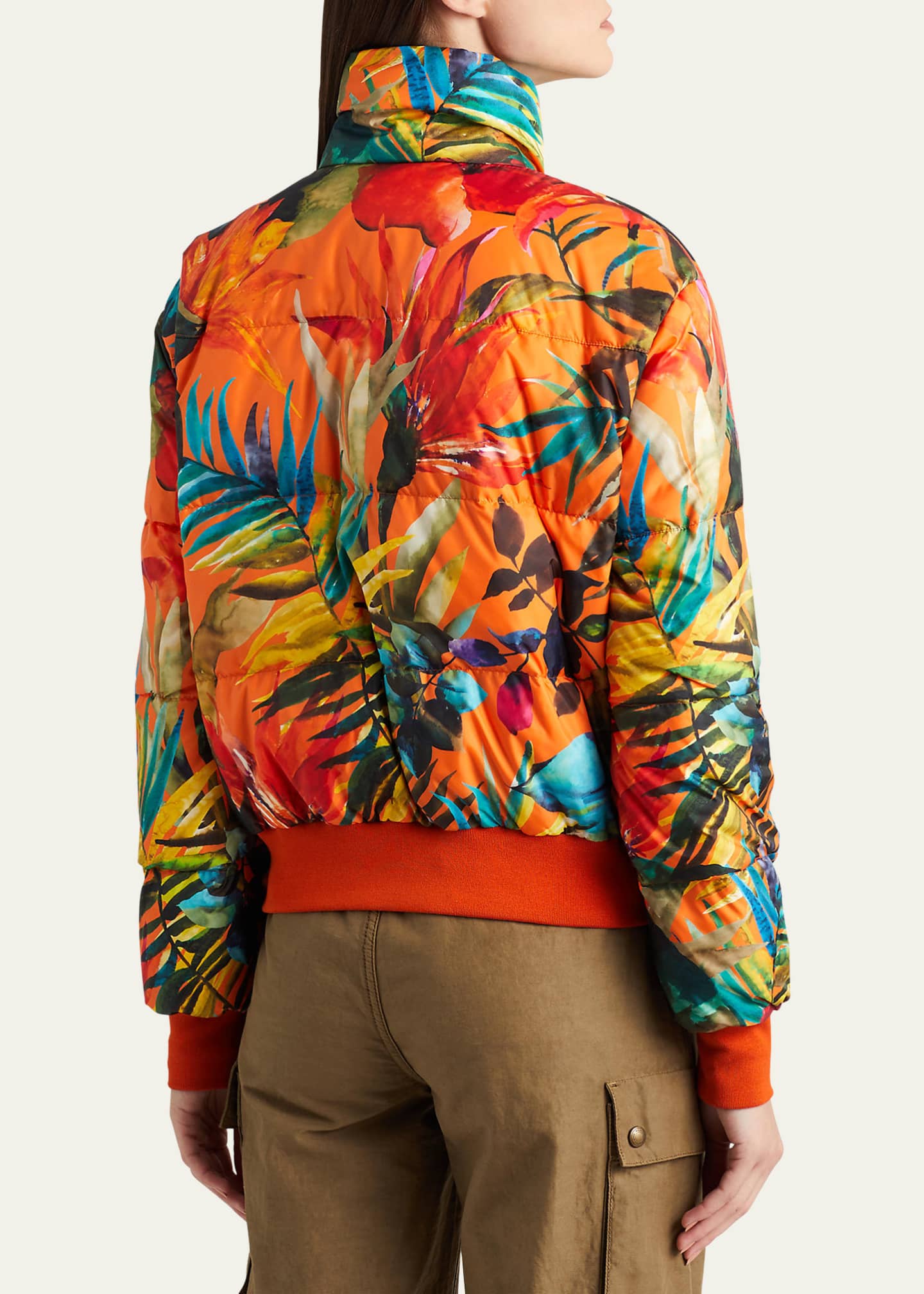 Ralph Lauren Collection Thelma Tropical-Print Horizontal Puffer Bomber ...