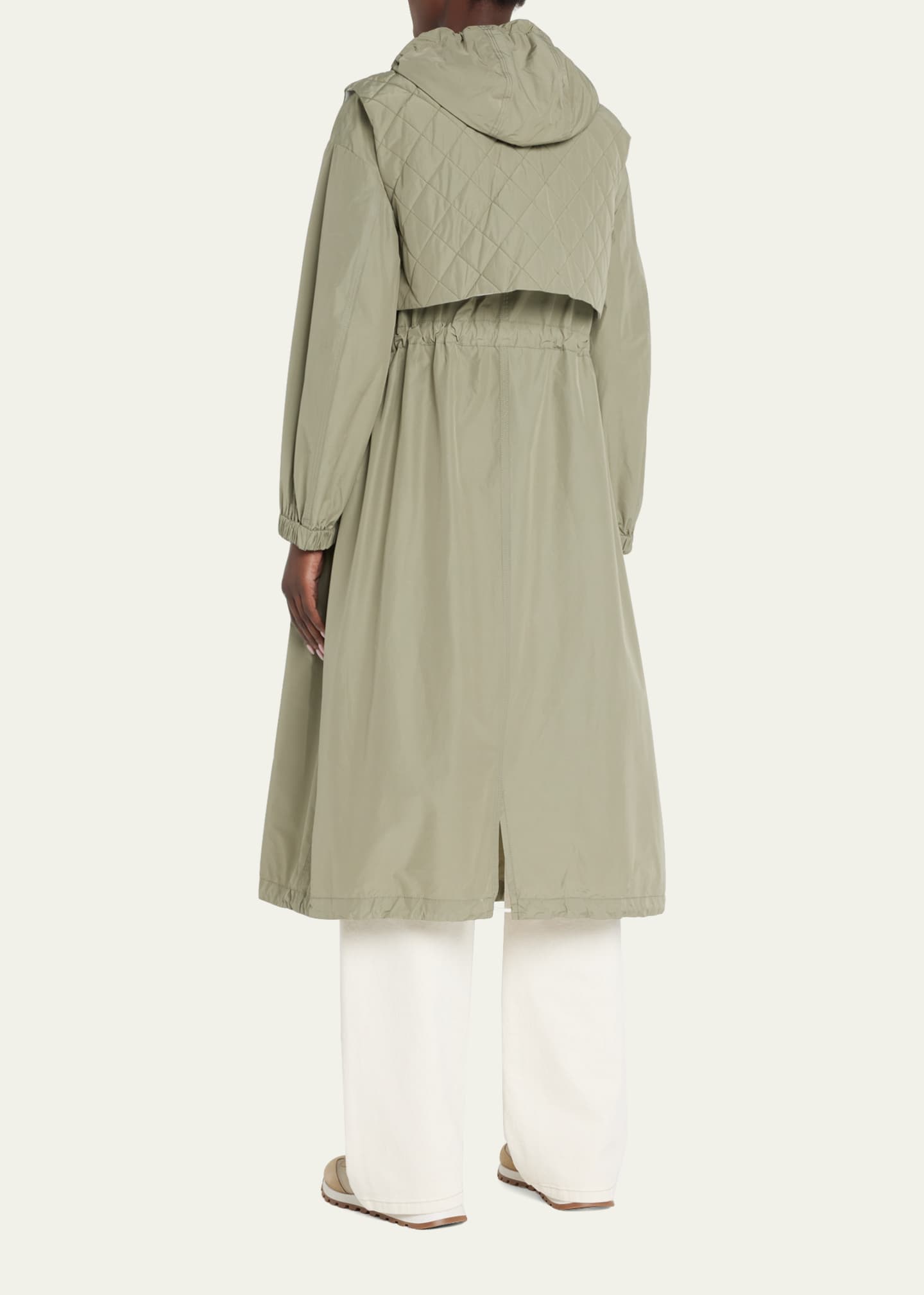 Brunello Cucinelli Taffeta Long Line Jacket with Quilted Gillette ...