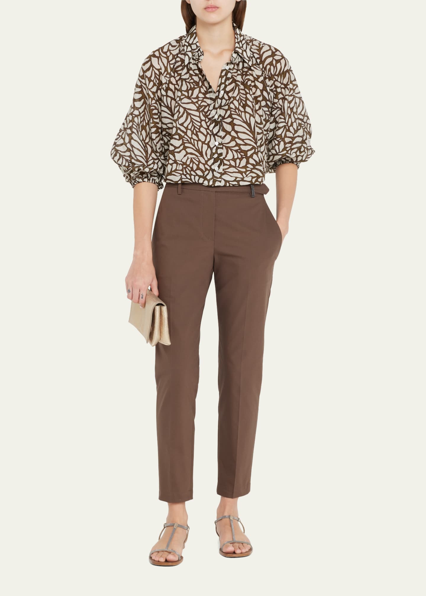 Brunello Cucinelli Monili Belt Loop Tab Slim-Leg Pants - Bergdorf Goodman