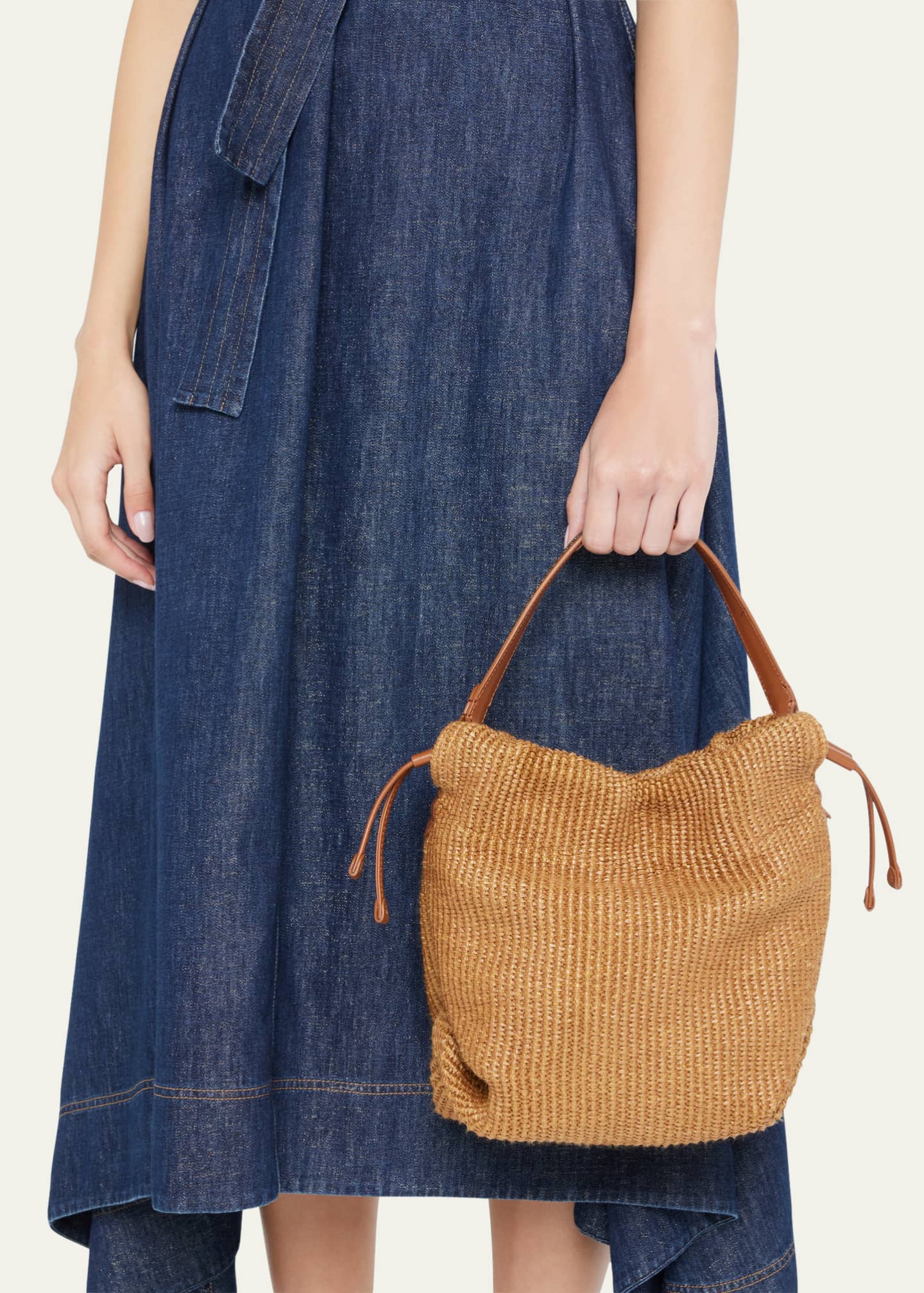 Brunello Cucinelli Monili Drawstring Raffia Bucket Bag - Bergdorf Goodman