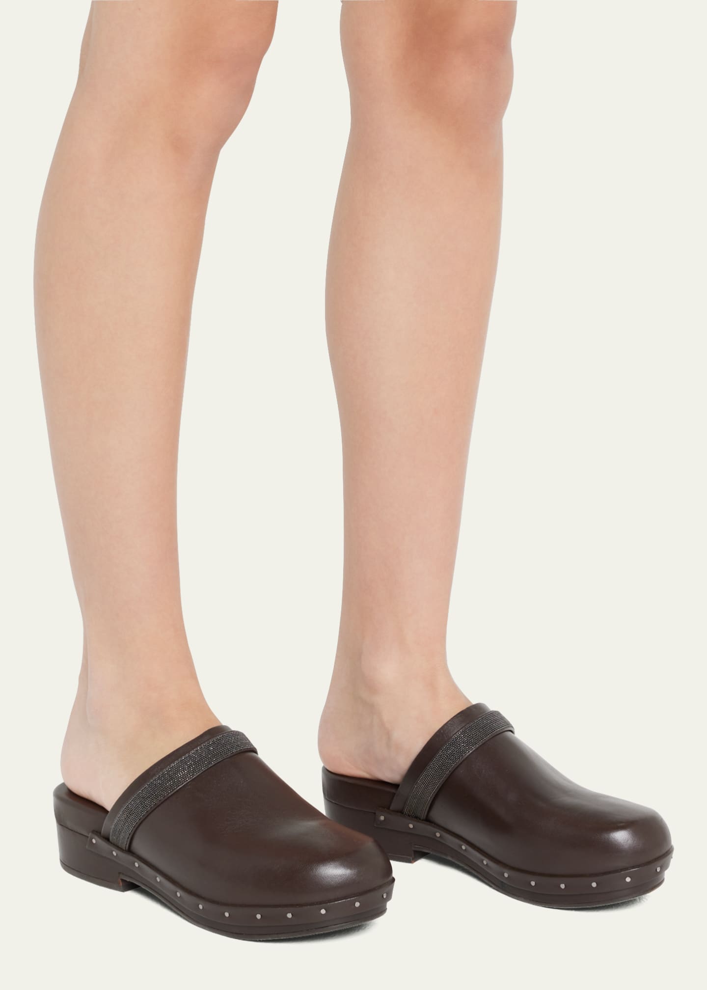 Brunello Cucinelli Monili Leather Clogs - Bergdorf Goodman