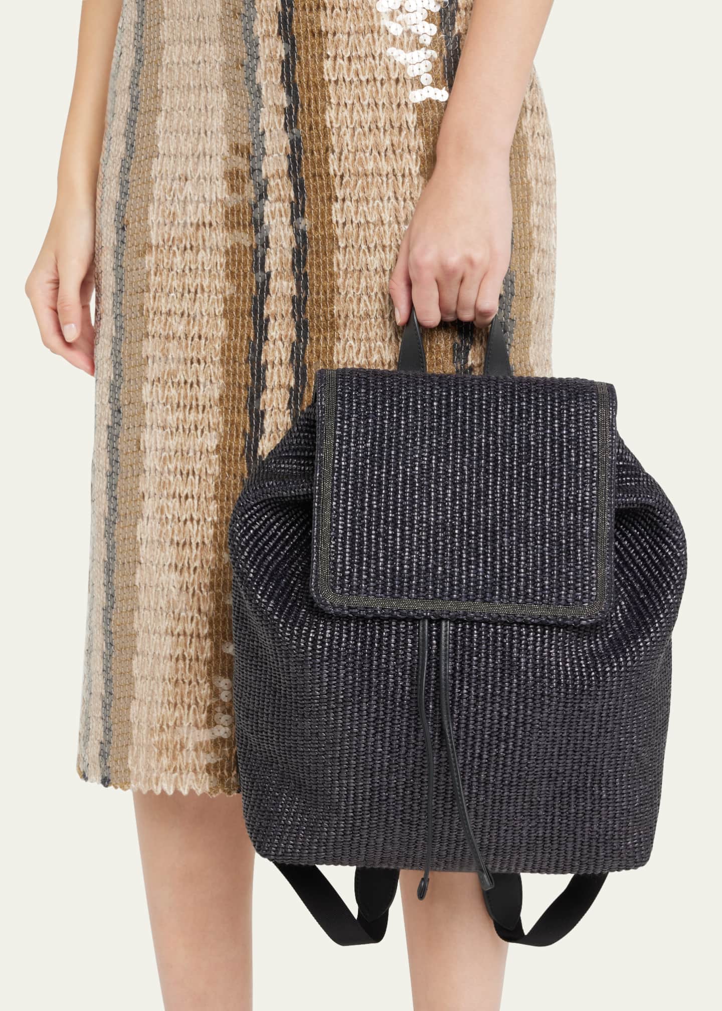 Brunello Cucinelli Monili Drawstring Raffia Backpack - Bergdorf Goodman
