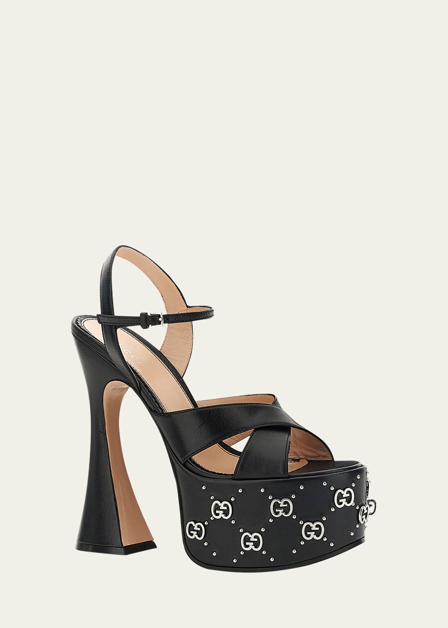 Gucci Janaya Leather GG Stud Platform Sandals - Bergdorf Goodman