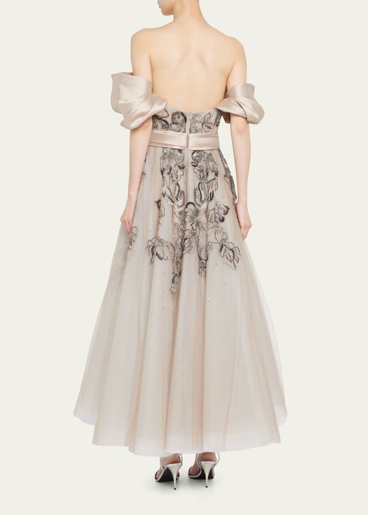 Reem Acra Bead Embellished Off The Shoulder Tulle Gown Bergdorf Goodman